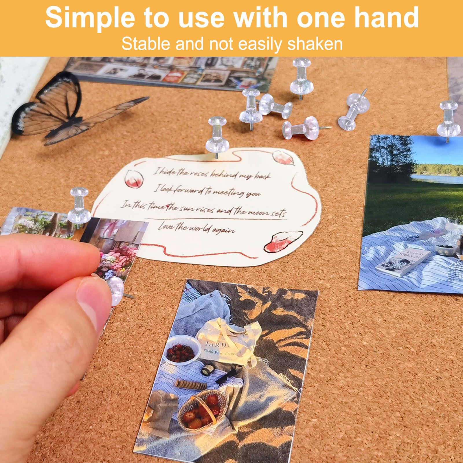 Snapklik.com : DOLLAR BOSS 120Pcs Clear Push Pins Tacks For Bulletin ...