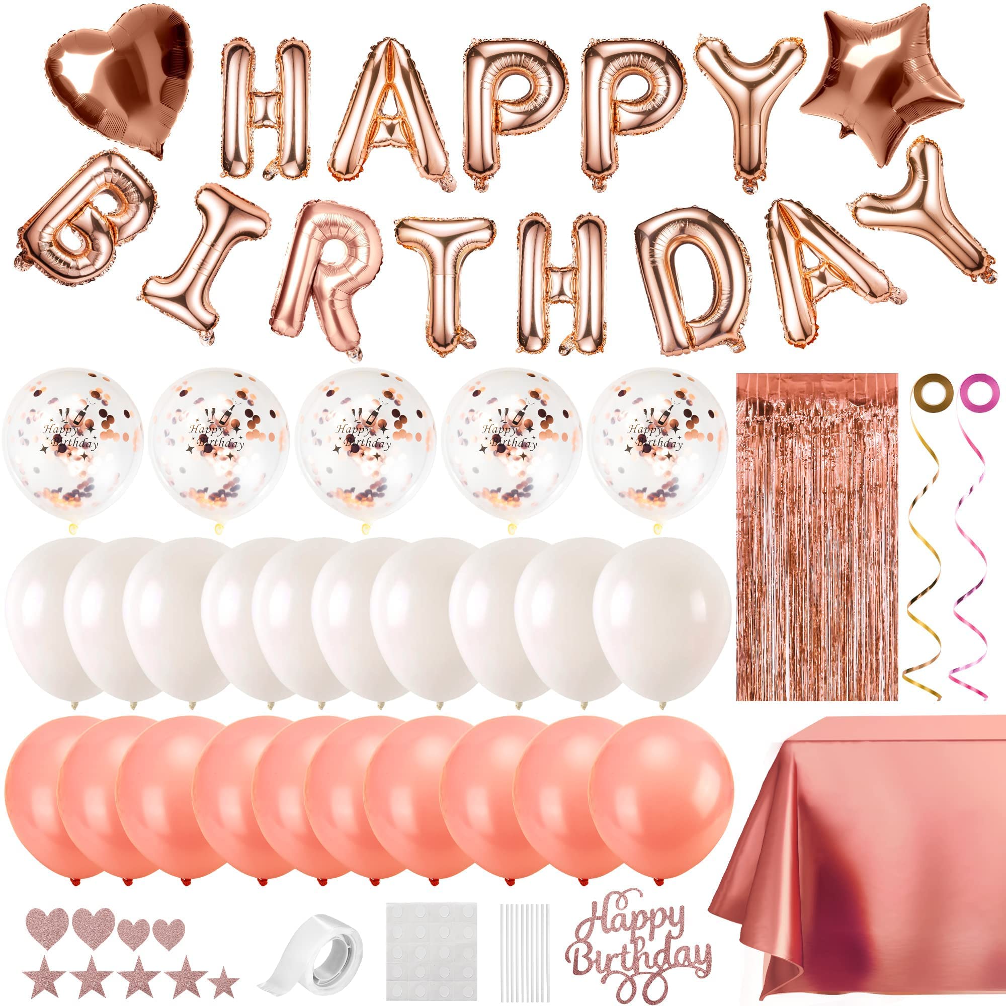 BUBZEE Rose Gold Birthday Party Decorations for Boys & Girls – Complete ...
