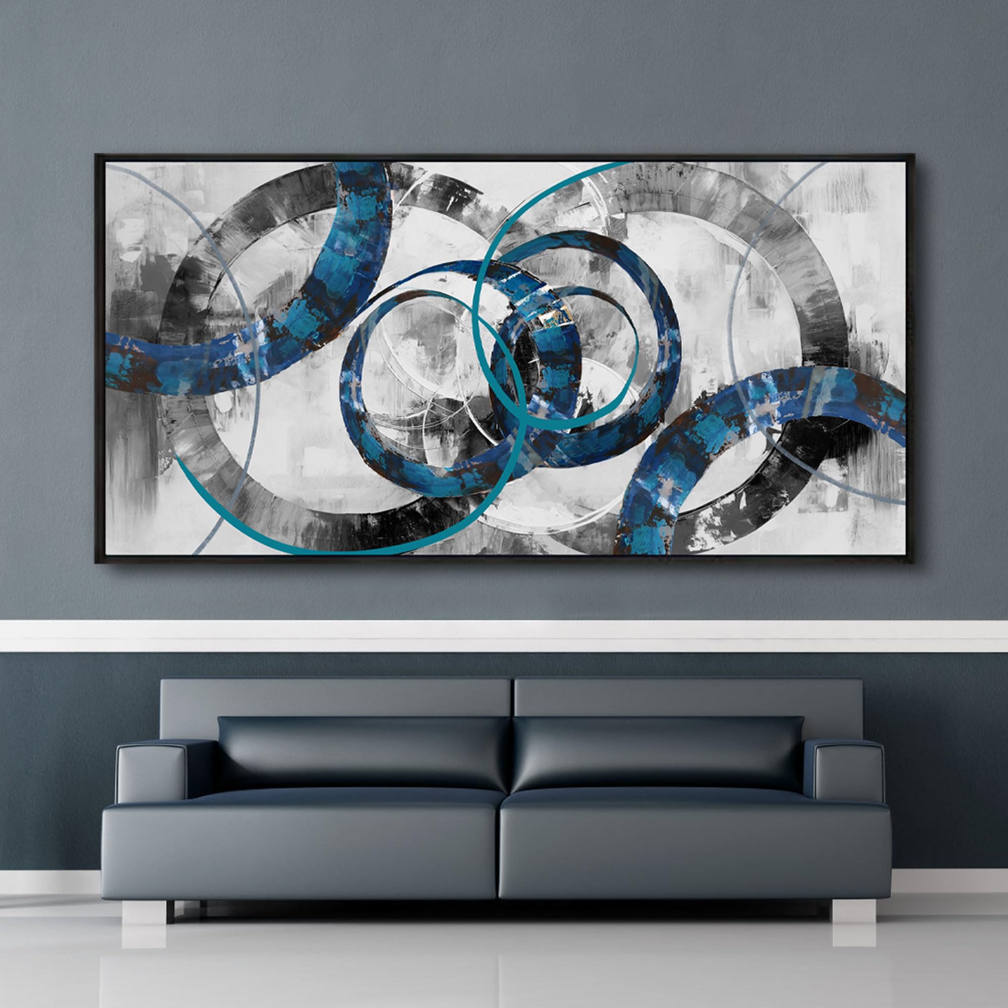 Amazon.com: XLSJERST Large Frame Wall Art Blue Abstract Canvas Wall Art ...