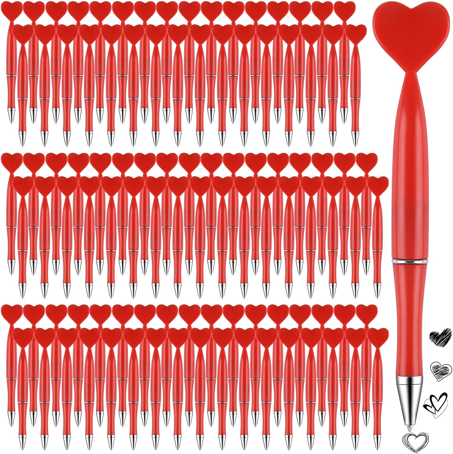 Amazon.com: 120 Pieces Red Heart Shaped Pens Valentine Day Party Pens ...