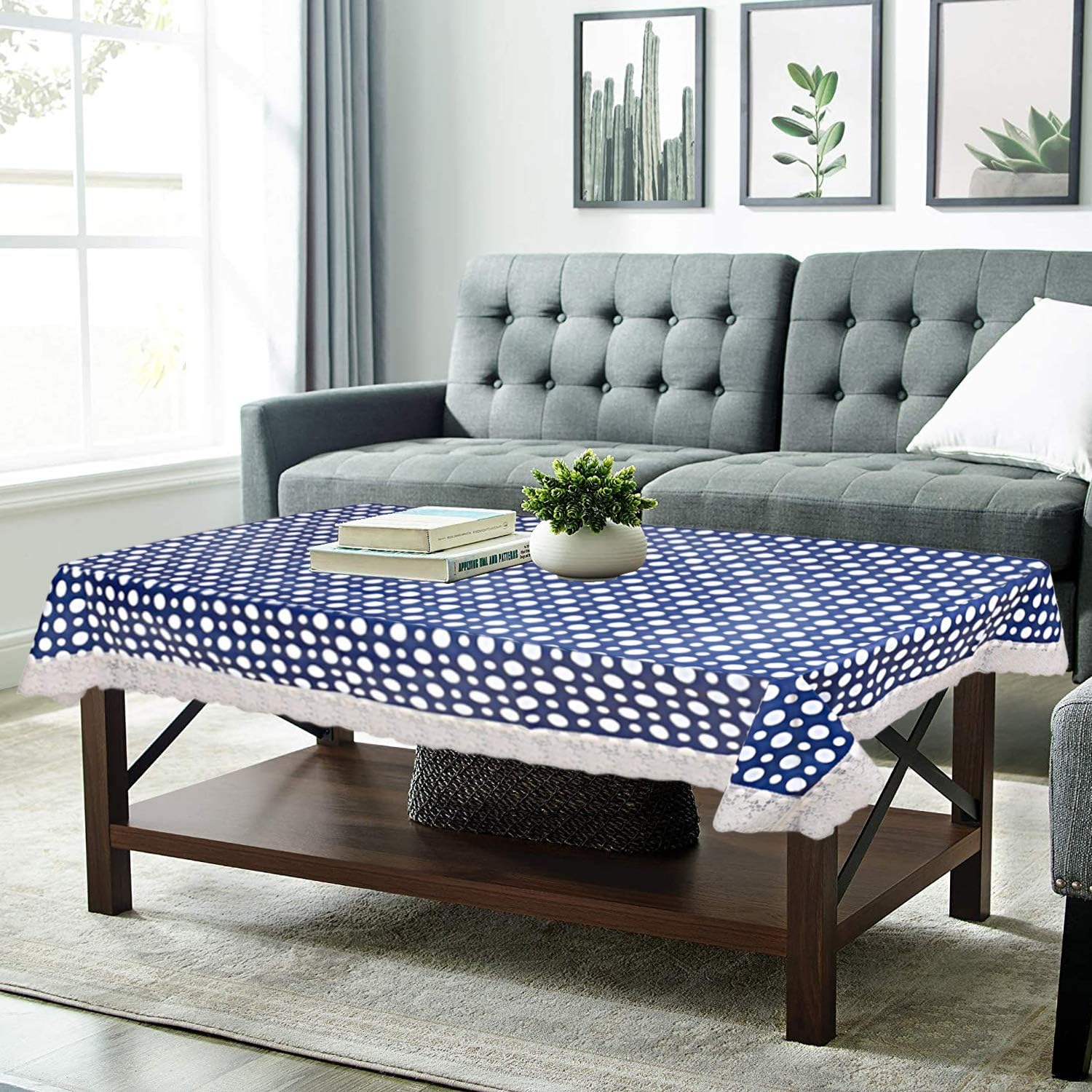 Amazon Brand - Solimo Rectangular Cotton Centre Table Cover, (Leaf ...