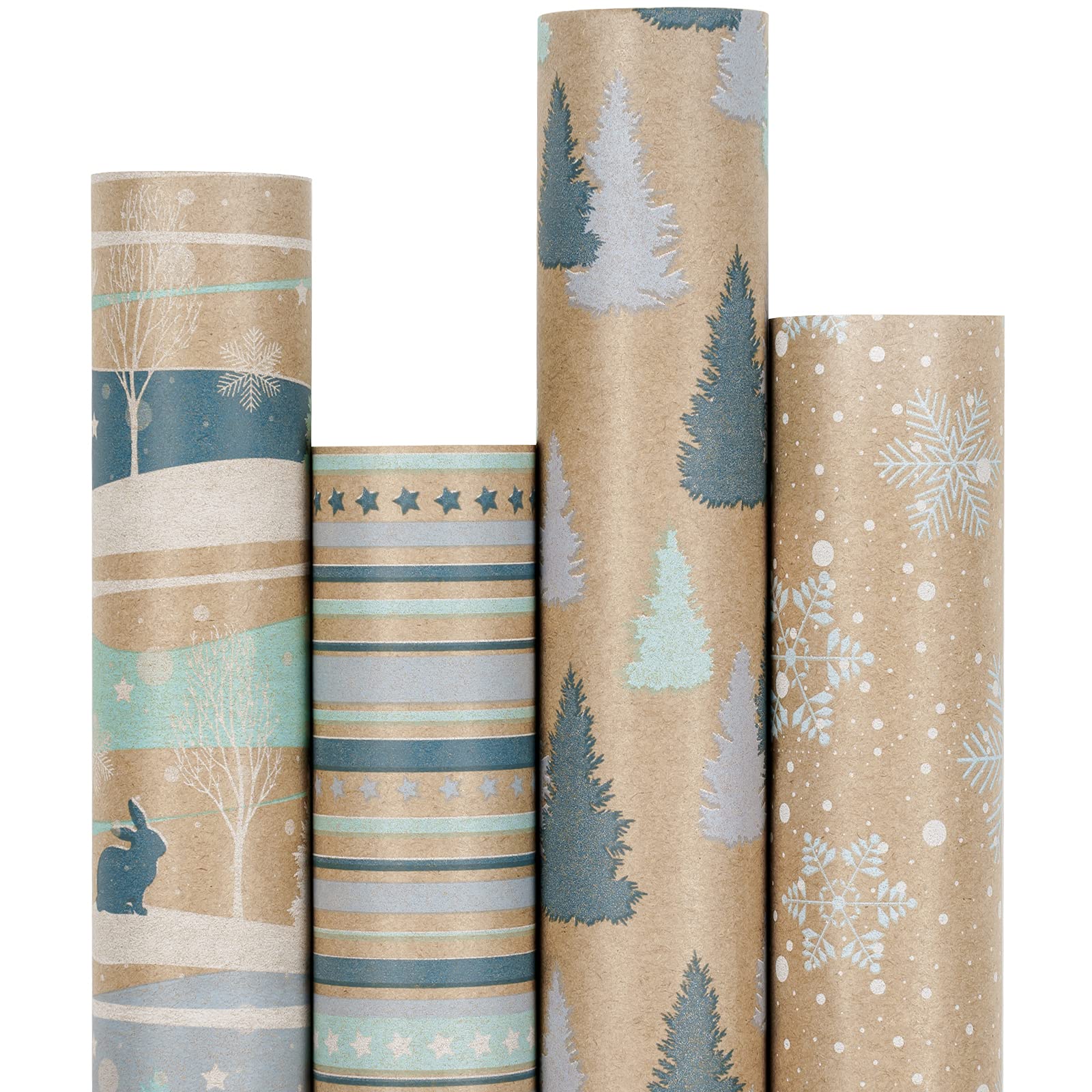 Amazon.com: RUSPEPA Christmas Wrapping Paper, Kraft Paper - Reindeer ...