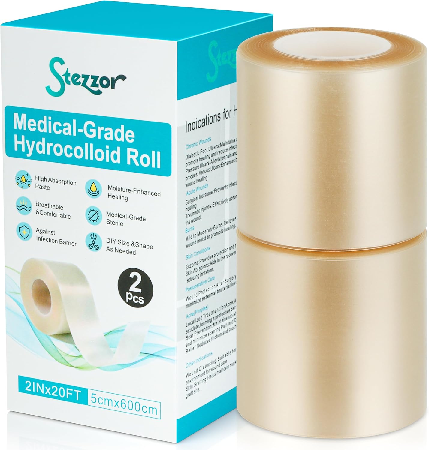 Amazon.com: 2Pcs Hydrocolloid Roll Medical Grade Bandages Tape - Pimple ...