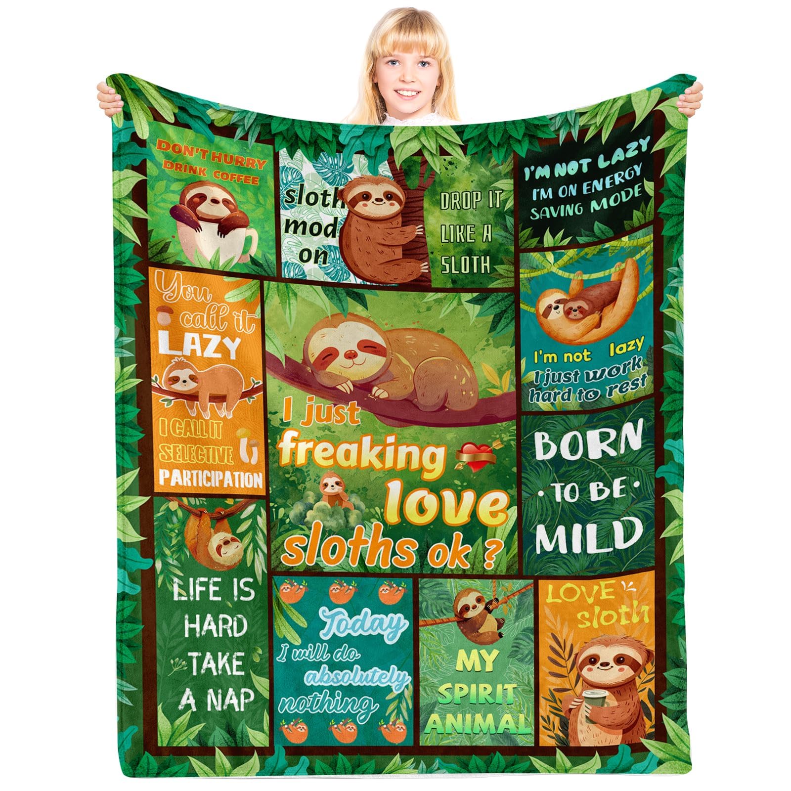 Amazon.com: PIUFAM Sloth Gifts, Sloth Blanket, Sloth Gifts for Women ...