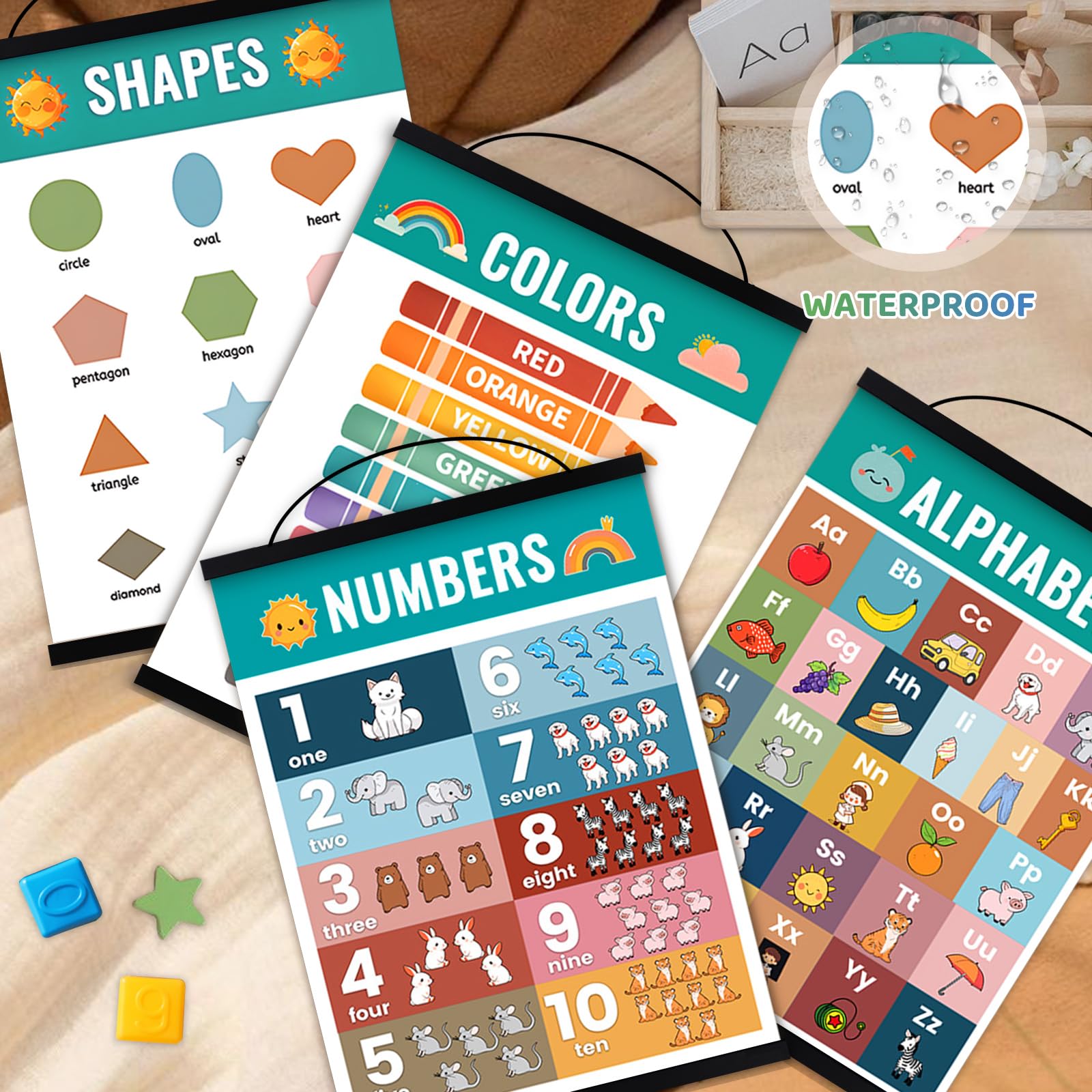 Preschool Learning Decor Benjia 4-Pack Educational Posters - Alphabet ...