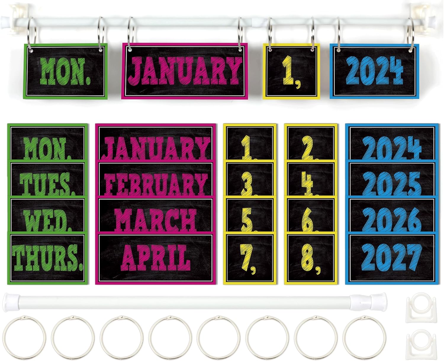 Amazon.com : Colorful Calendar Bulletin Board Brights Flip Calendar Set ...