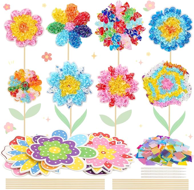 MONCAP 12 Pack Flower Poke-in Art Craft Kits for Kids DIY Arts and ...