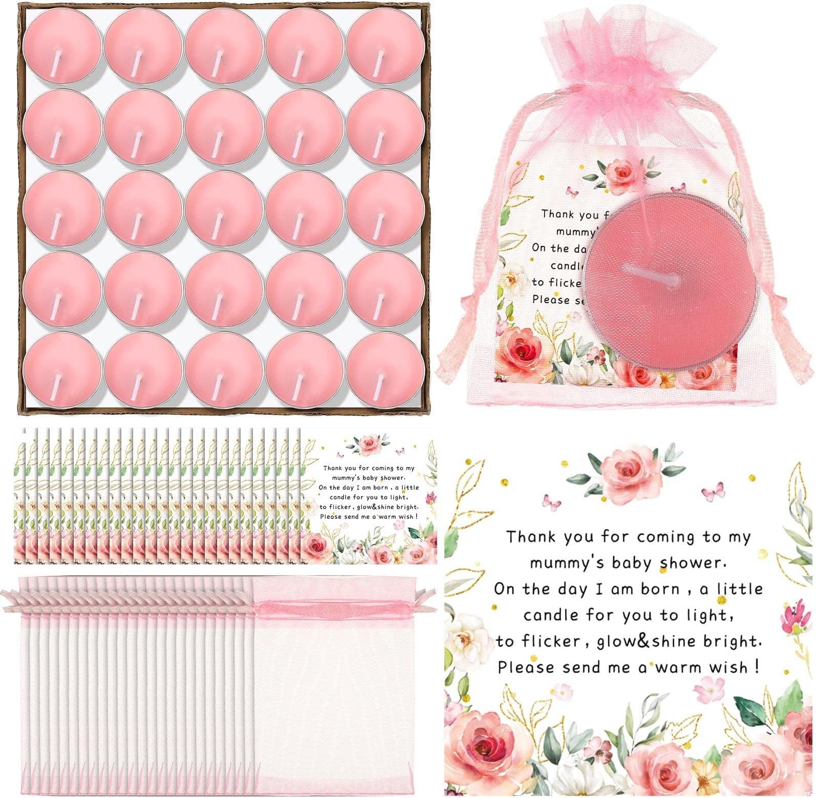 Amazon.com: VIHOSE 50 Set Strawberry Candles Baby Shower Favors for ...