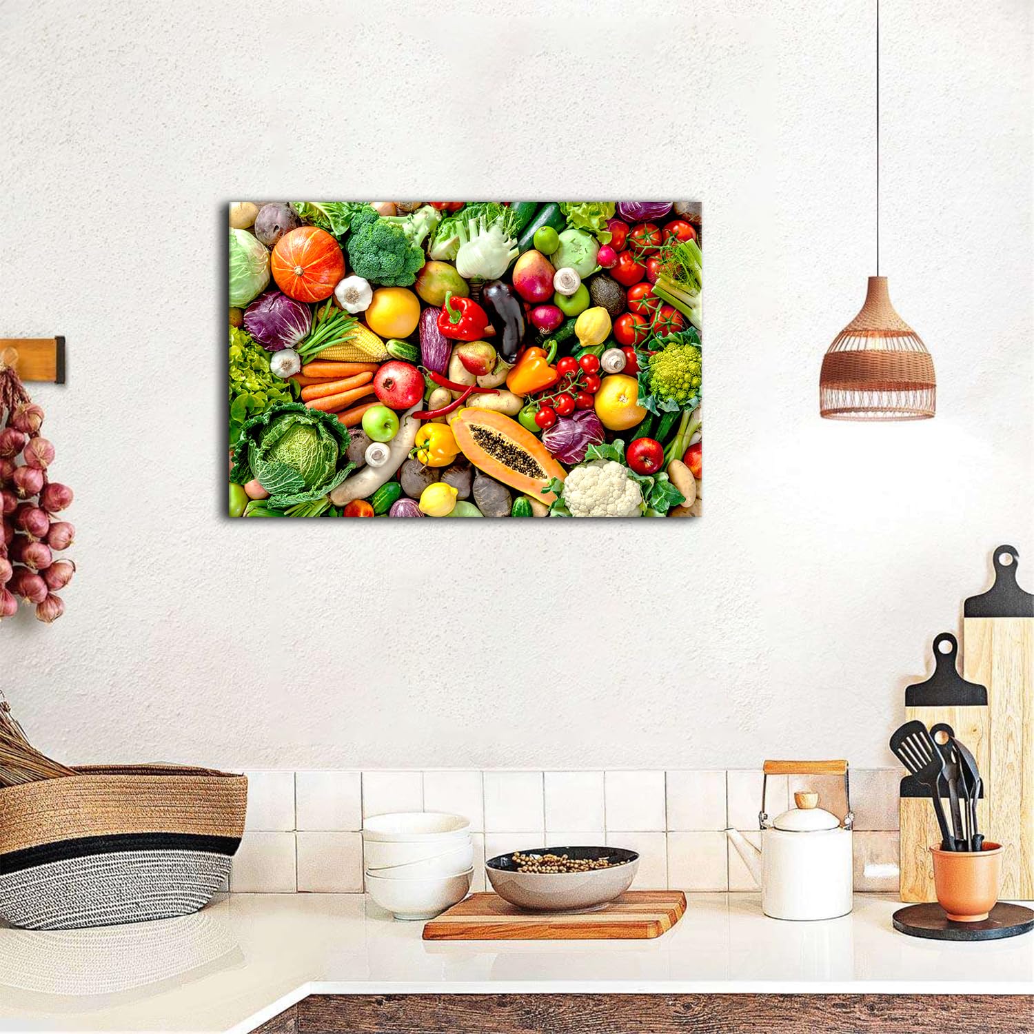 Green Vegetables Wall Pictures for Kitchen Restaurant Multicolor Fresh ...