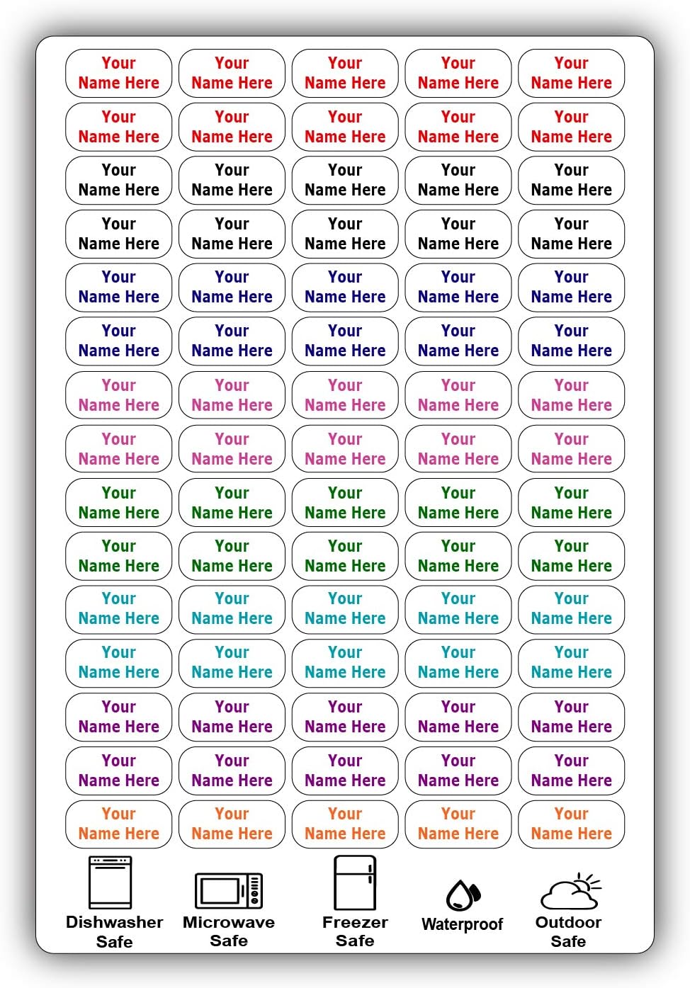 Amazon.com : 75 Personalized Waterproof Name Labels. Press and Stick ...