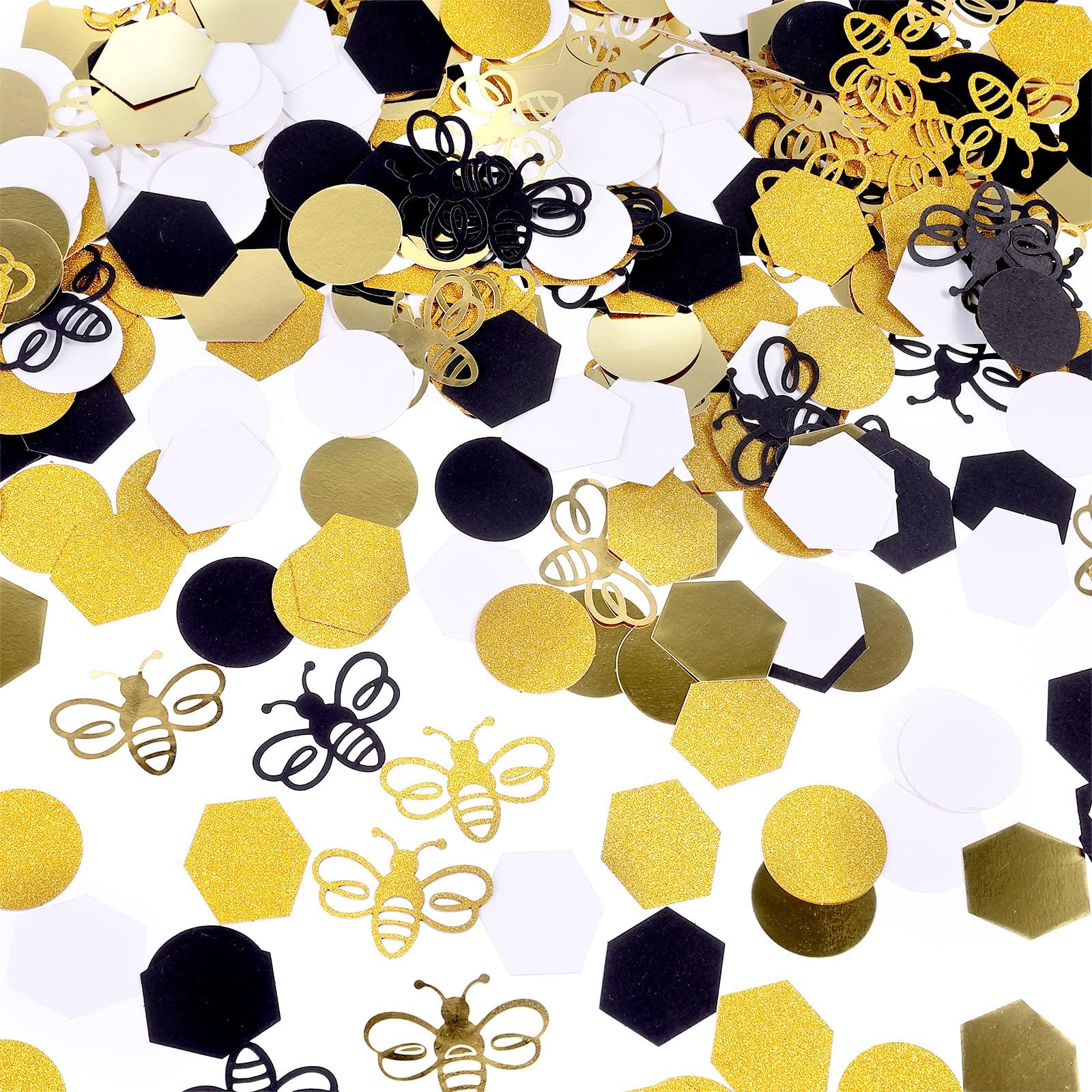 Amazon.com: UUYYEO 180 Pcs Glitter Bee Confetti Golden Black Circle Confetti Bumble Bee Confetti ...