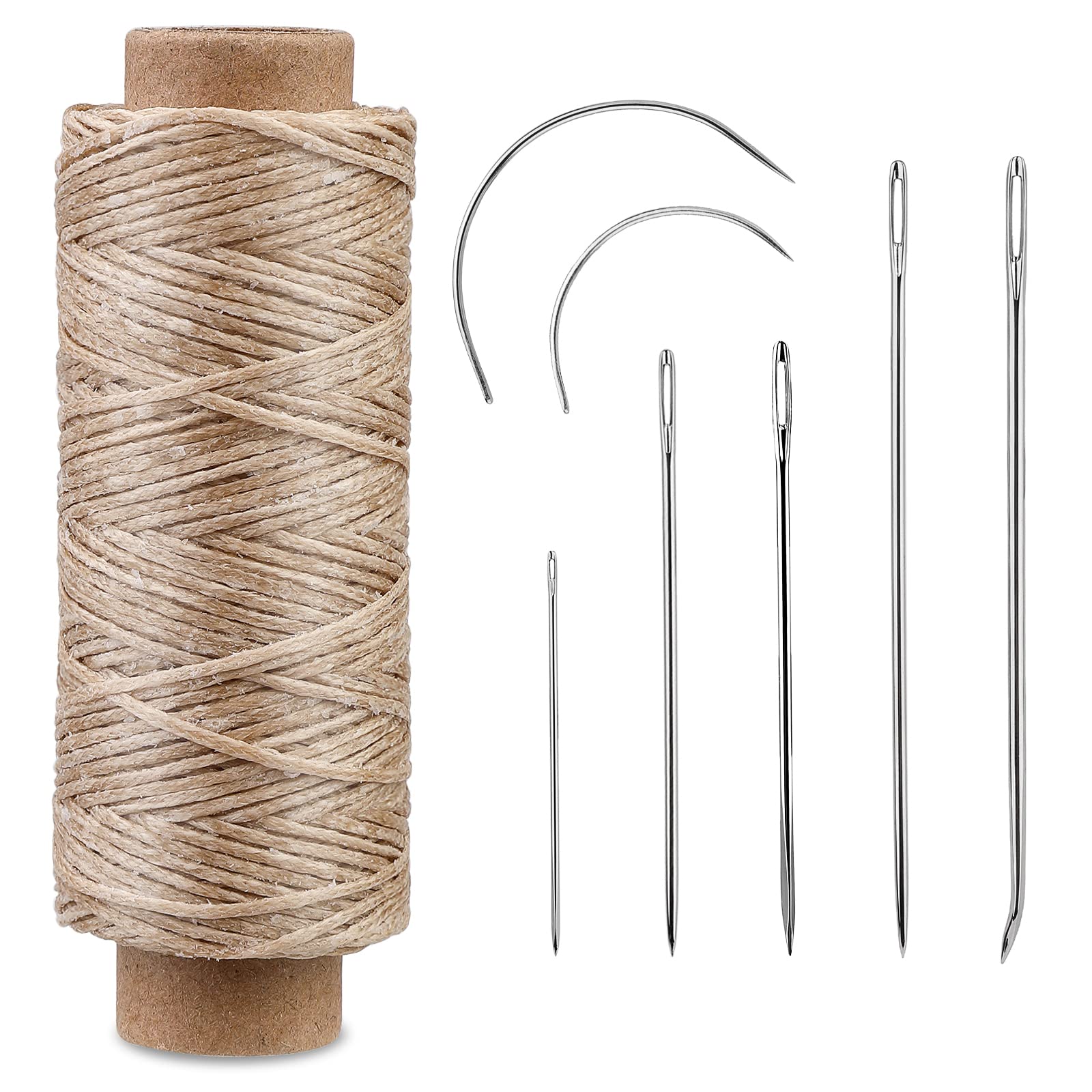 Amazon.com: Ftyiwu 54 Yards Waxed Thread with Leather Hand Sewing ...