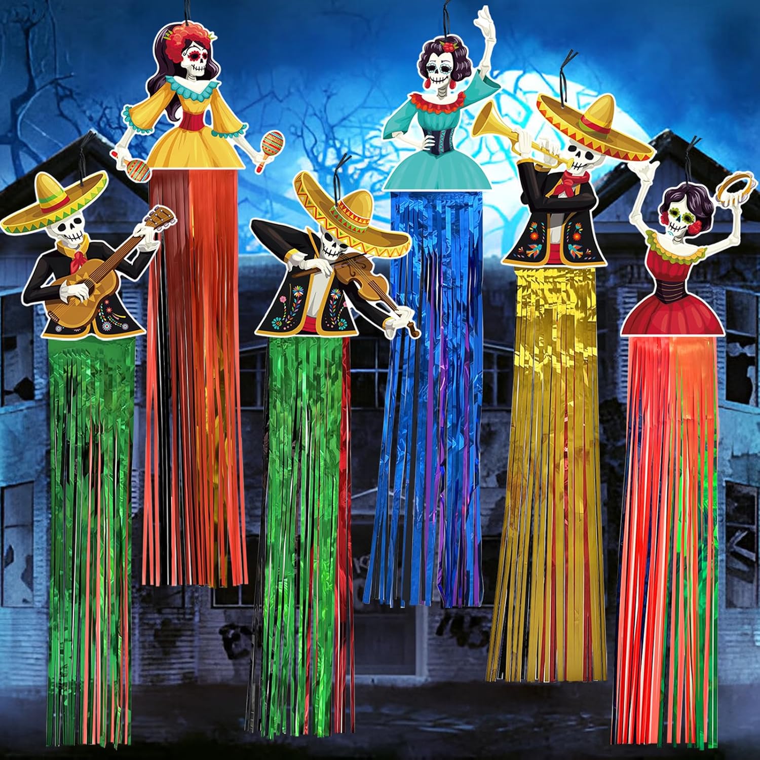 Amazon.com: 6pcs Dia De Los Muertos Decorations, 3.3ft Day of The Dead ...