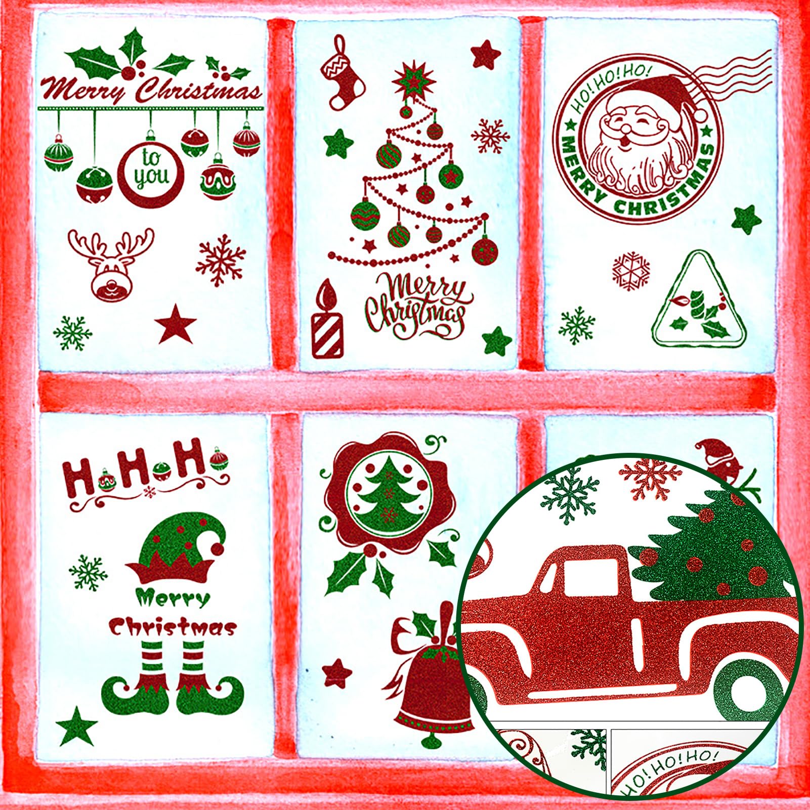 9 Sheets Christmas Window Clings M ACHOOSE Window Decals Stickers Xmas ...