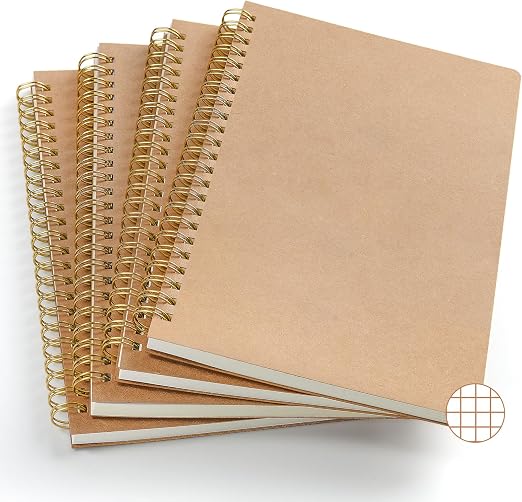 VEESUN Cahier à Spirale A5 Petits Carreaux: Lot de 4 Carnet de Notes ...
