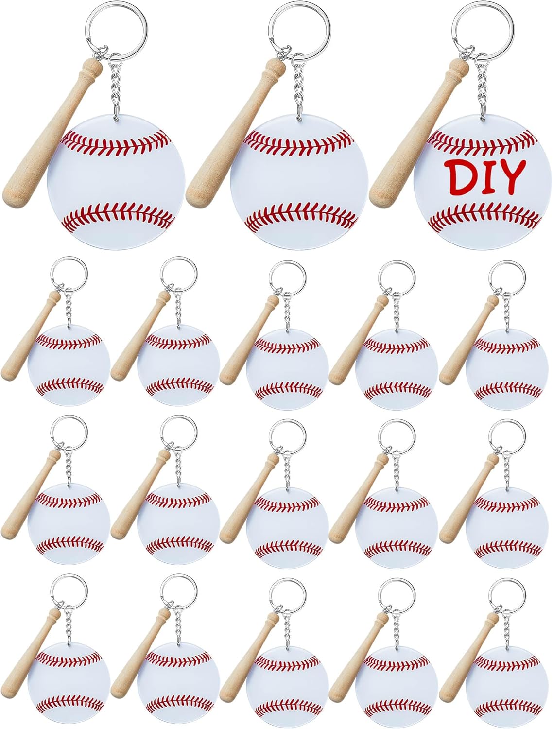 Taiyin 18 Set Large Size Baseball Softball Acrylic Keychain Kit for ...