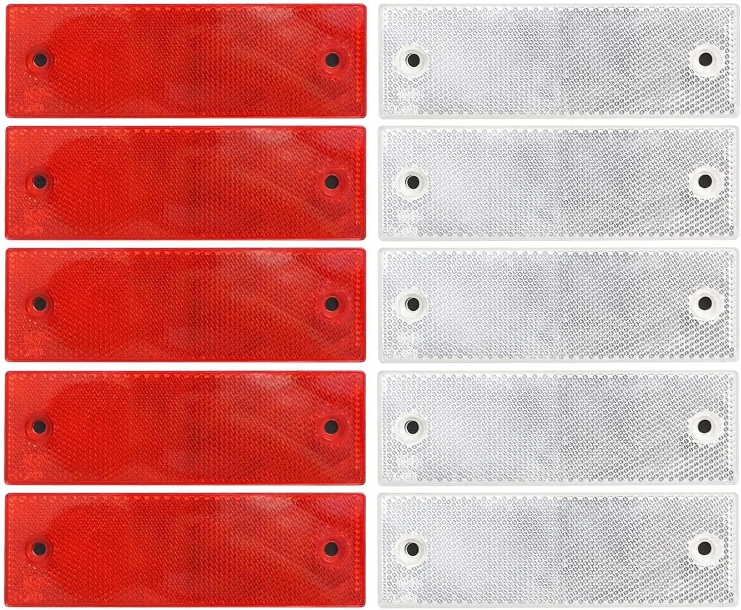 10 Pcs Self Adhesive Trailer Rectangular Reflectors Car Rear Reflectors ...