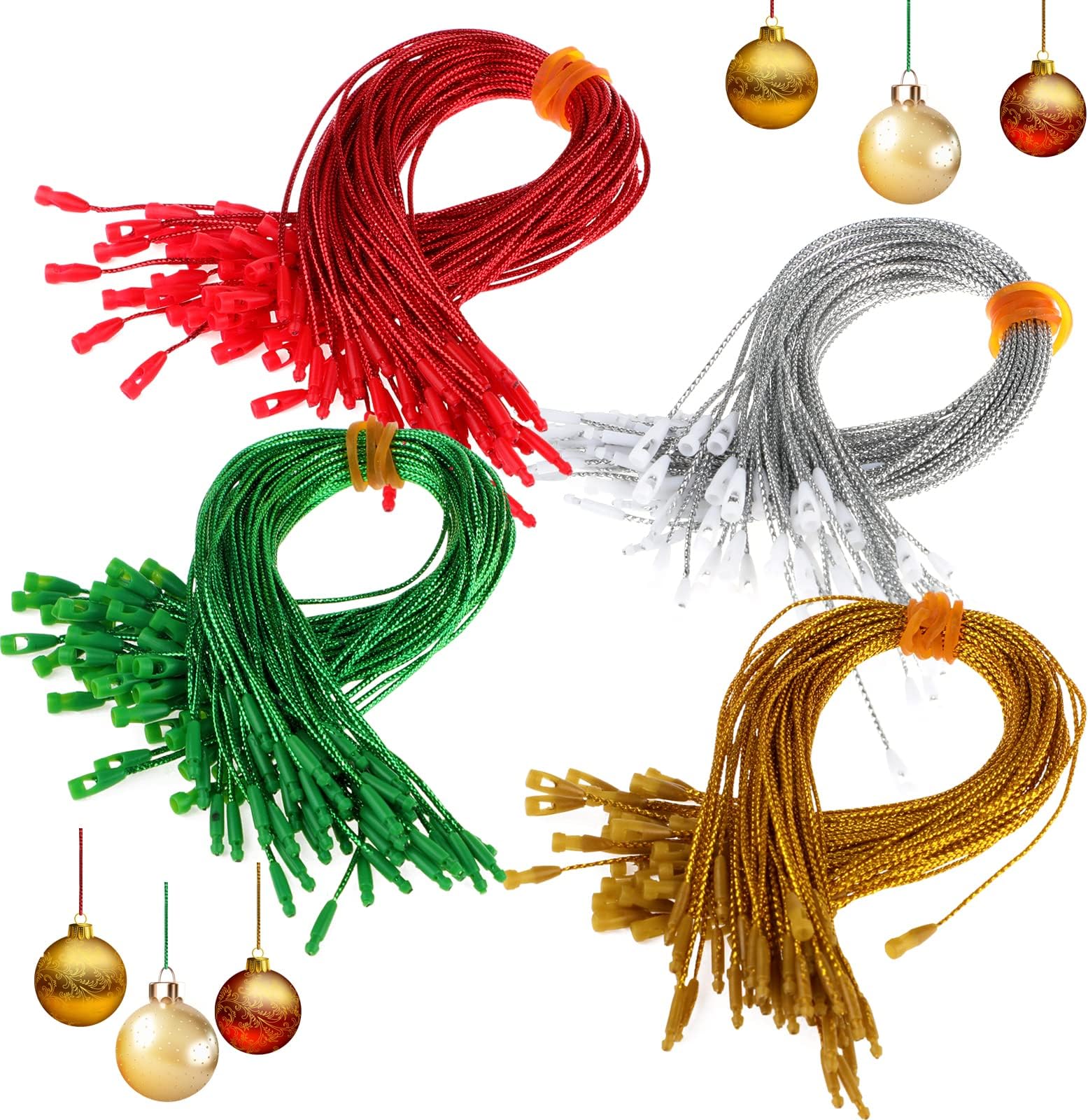 200 Pcs Christmas Ornament Hangers String with Snap Lock, Precut Xmas ...