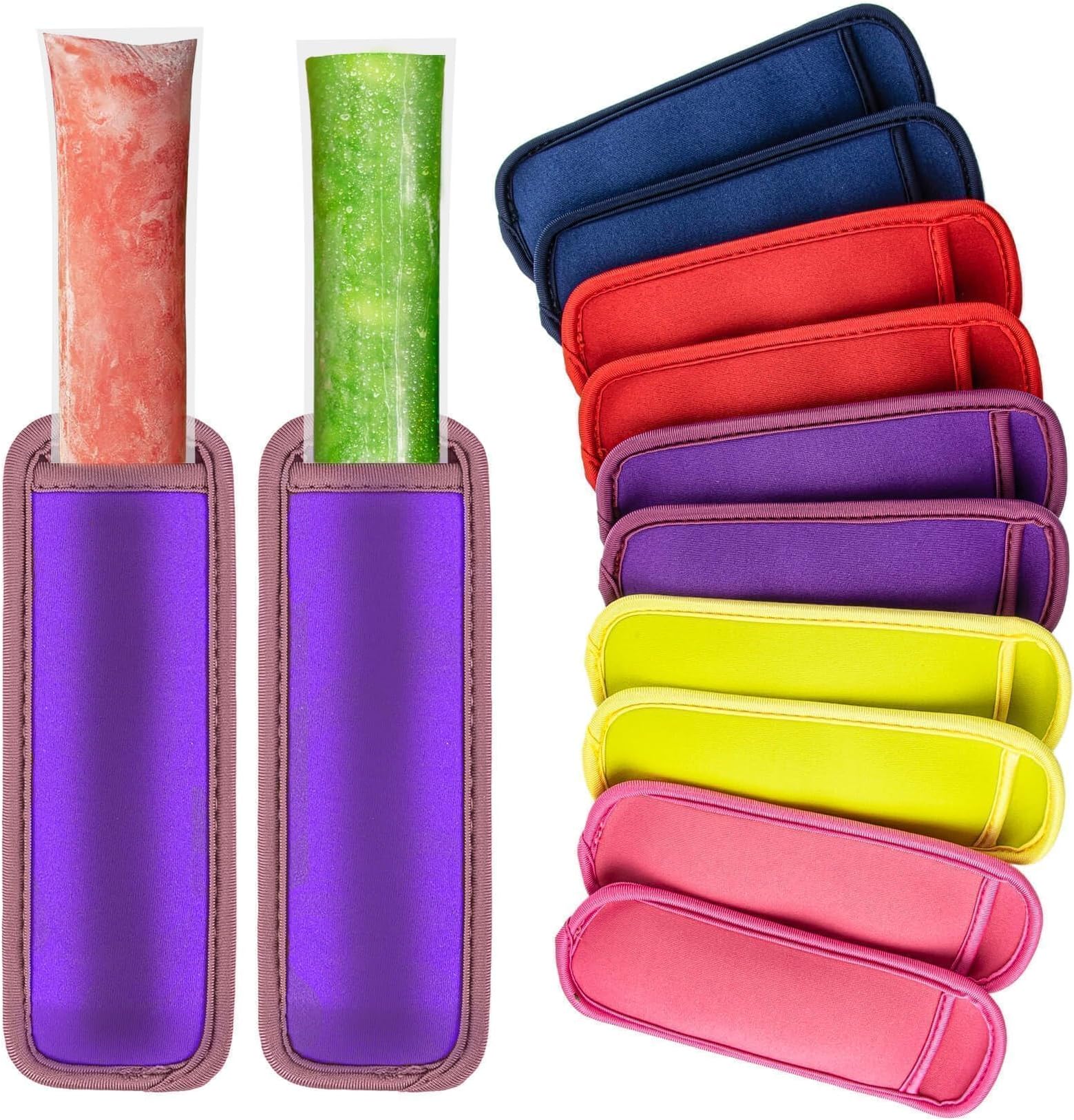 Amazon.com: Reusable Ice Popsicle Holders - MAQIHAN 10 PCS Ice Pop ...