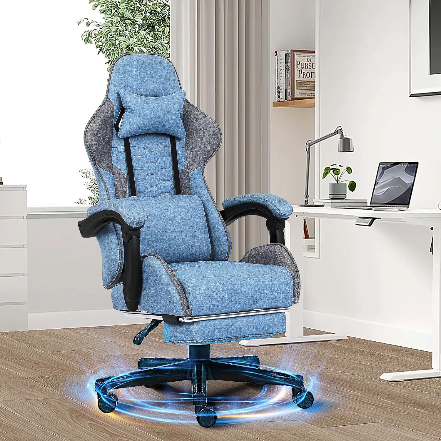Amazon.com: Gaming Chair Tech Fabric with Pocket Spring Cushion ...