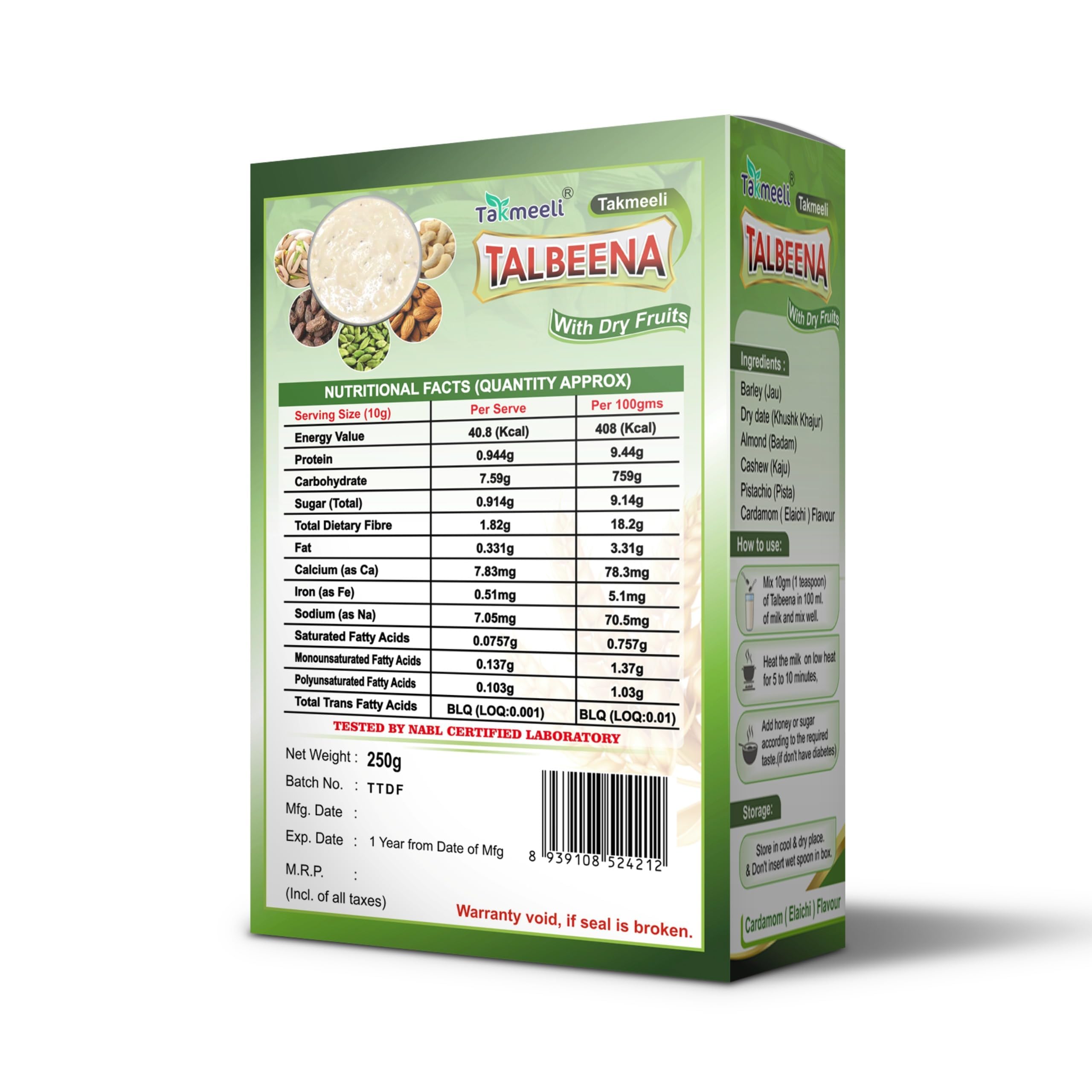 Takmeeli Talbeena with Dry Fruits - Elaichi Flavour - Cereals for ...