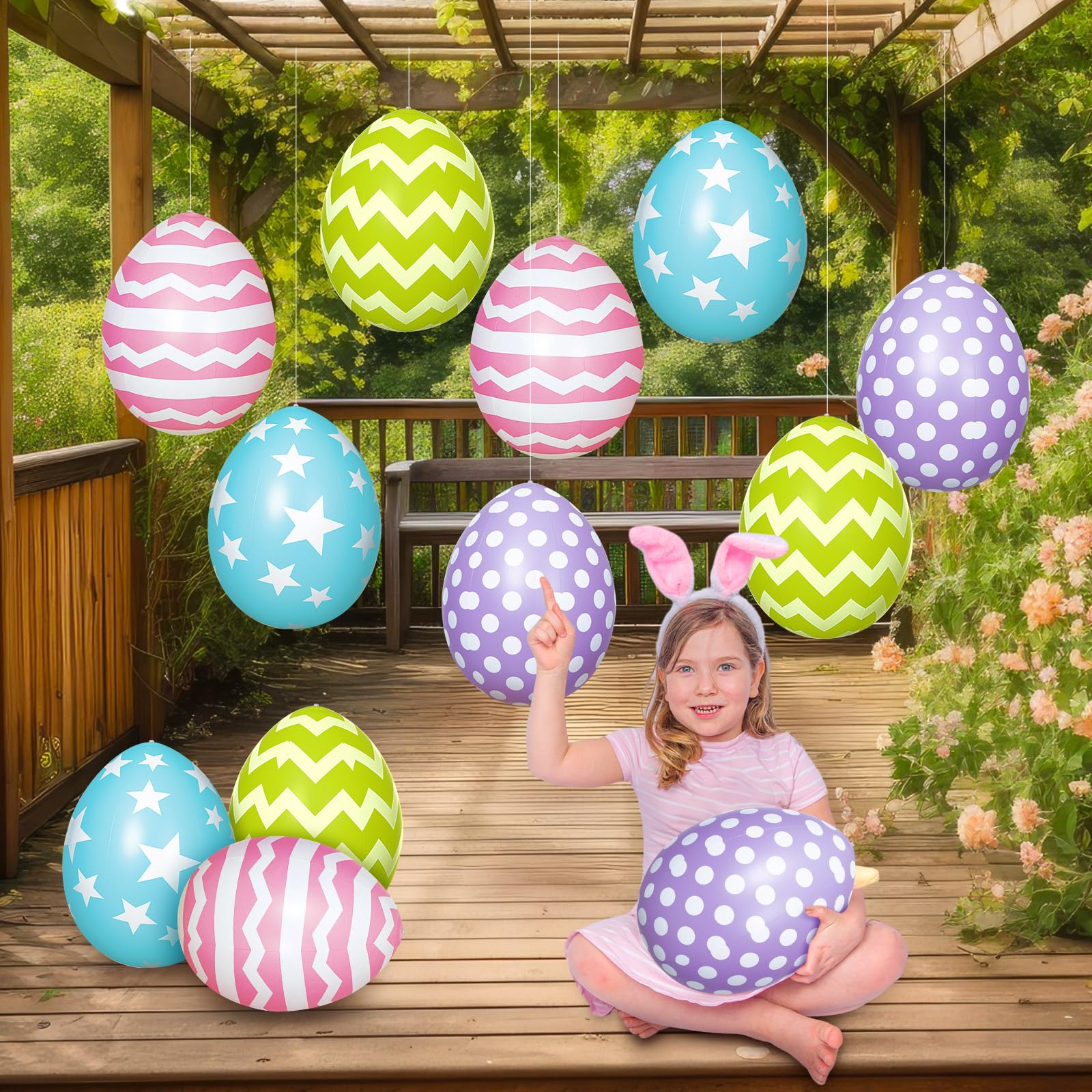 Amazon.com: MiniInflat 12 Pcs Inflatable Easter Eggs Decorations PVC ...