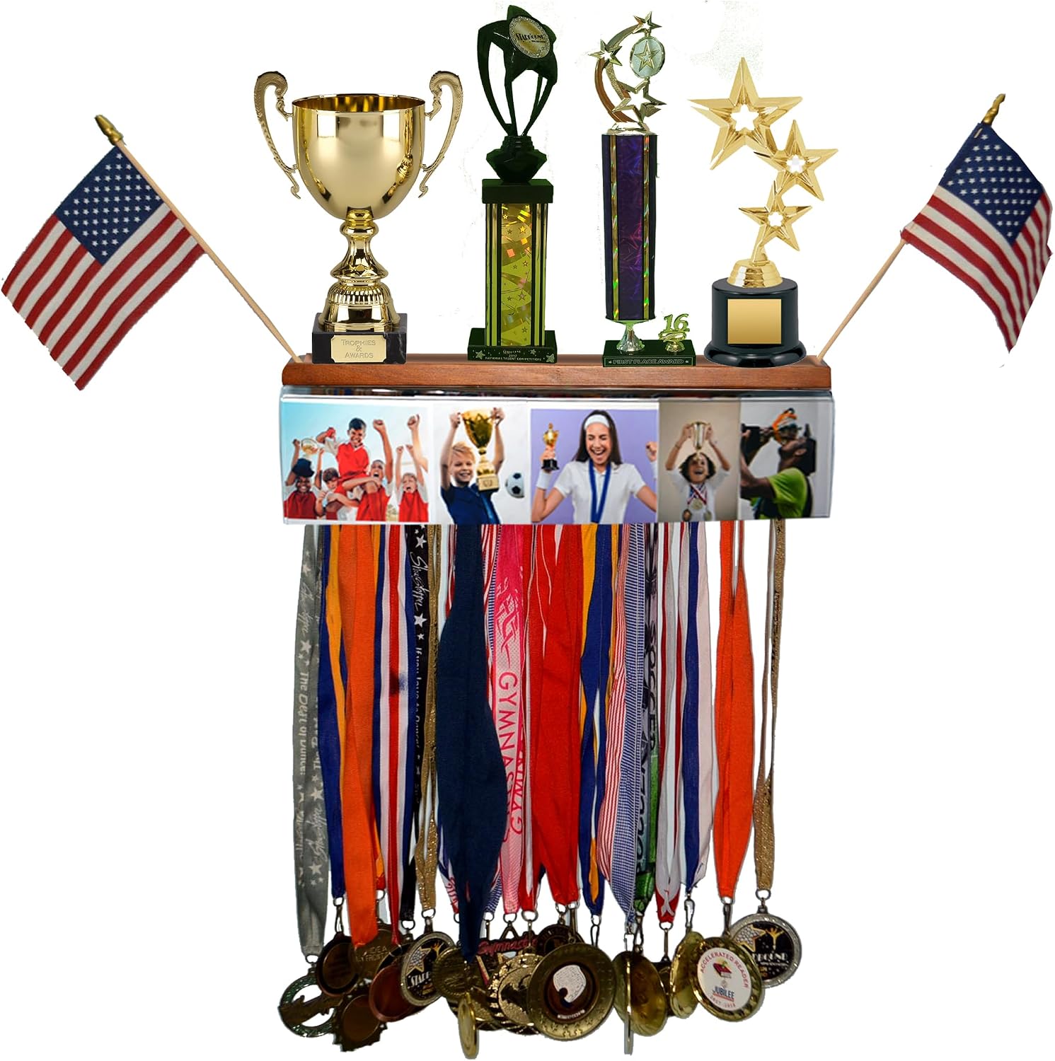 Amazon.com : Globelyn Medal Hanger and Trophy Display Shelf, Wooden ...