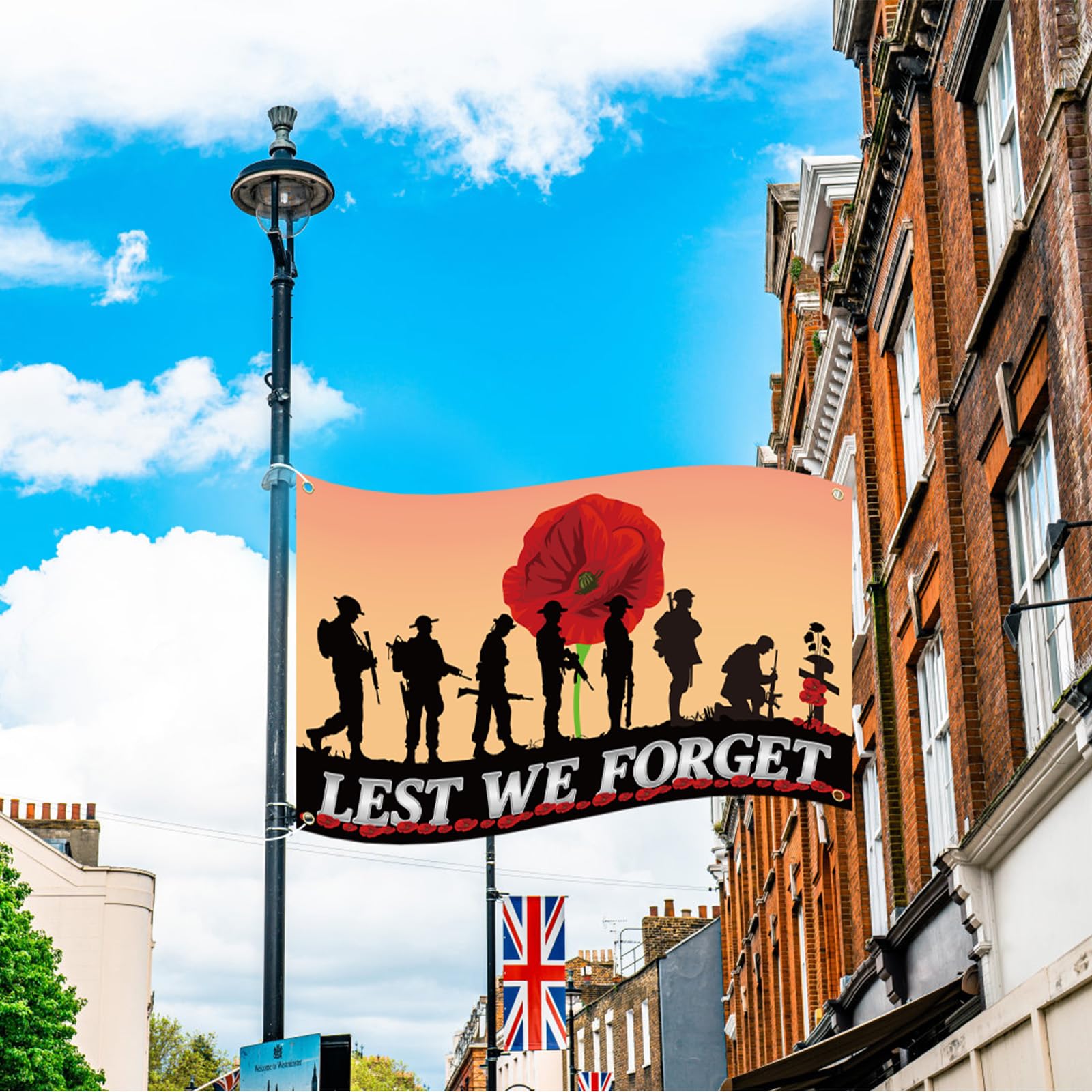 HONMOK Remembrance Day Decorations, Lest We Forget Flag Banner with ...