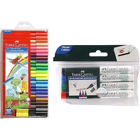 Faber-Castell Connector Pen Set - Pack of 25 (Assorted) Whiteboard ...