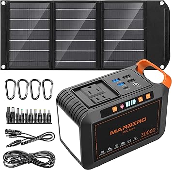 Amazon.com : MARBERO Solar Generator 120W Peak Portable Power Station ...