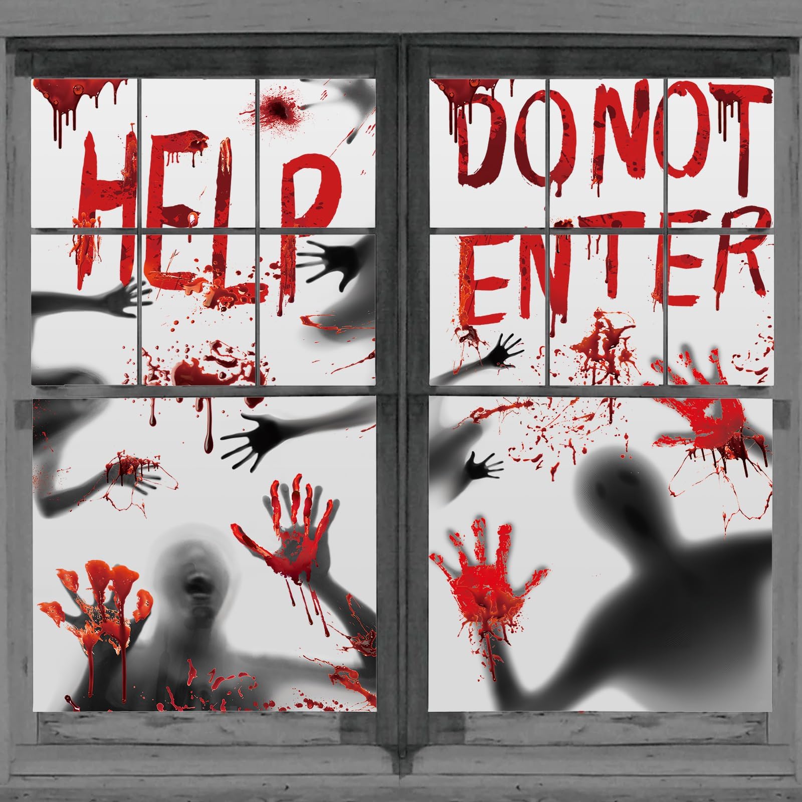 Amazon.com: 2Pcs Halloween Door Cover Window Poster Decorations Scary ...