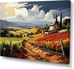 Amazon.com: DesignQ Vineyard Wall Art, Rows of Ruby in the Vineyard ...