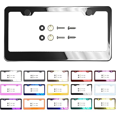 Amazon.com: FAIPART Four Holes Slim Version License Plate Frame Black ...