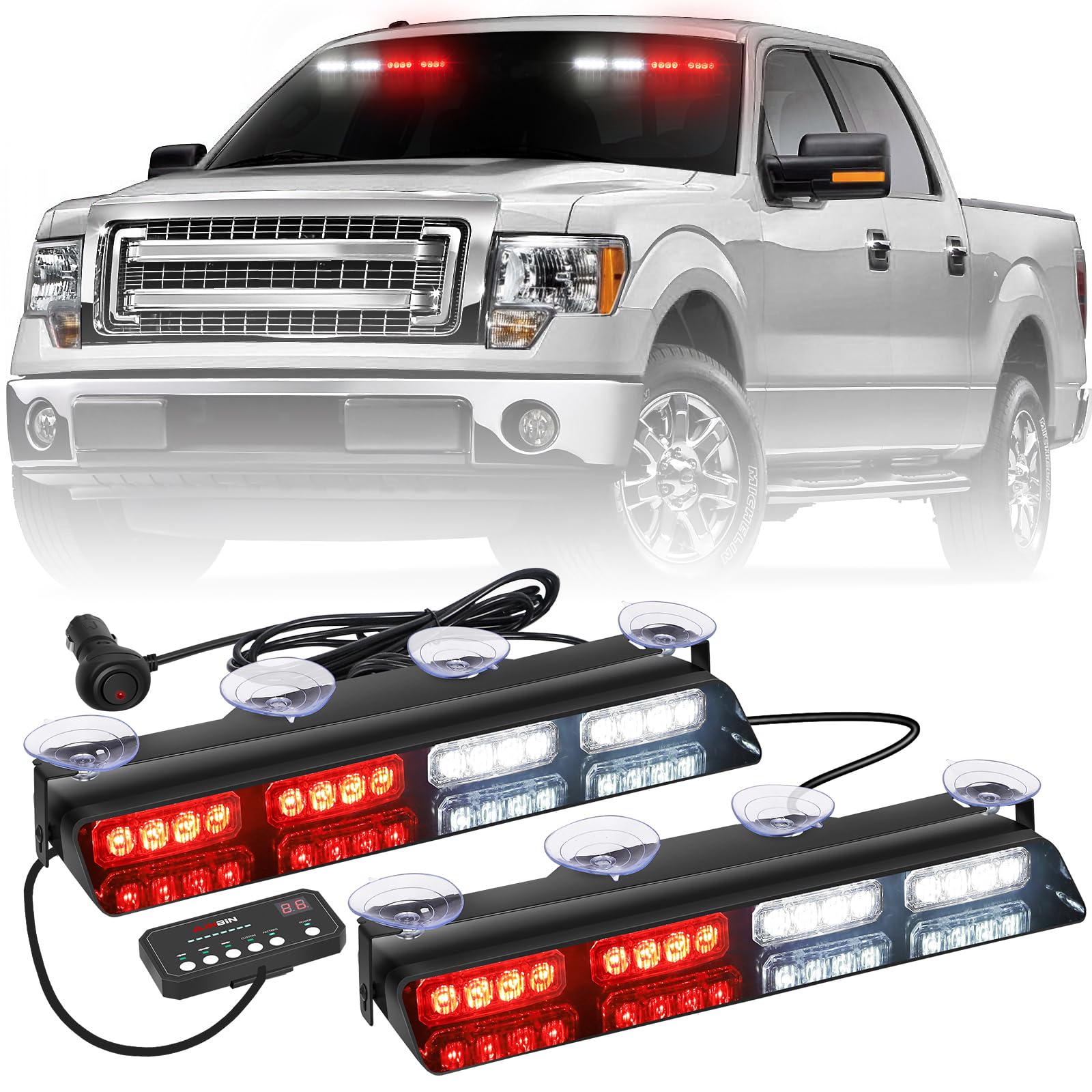 Amazon.com: AINBIN 2 in 1 14 inch Emergency Dash Lights 32 LED Red ...
