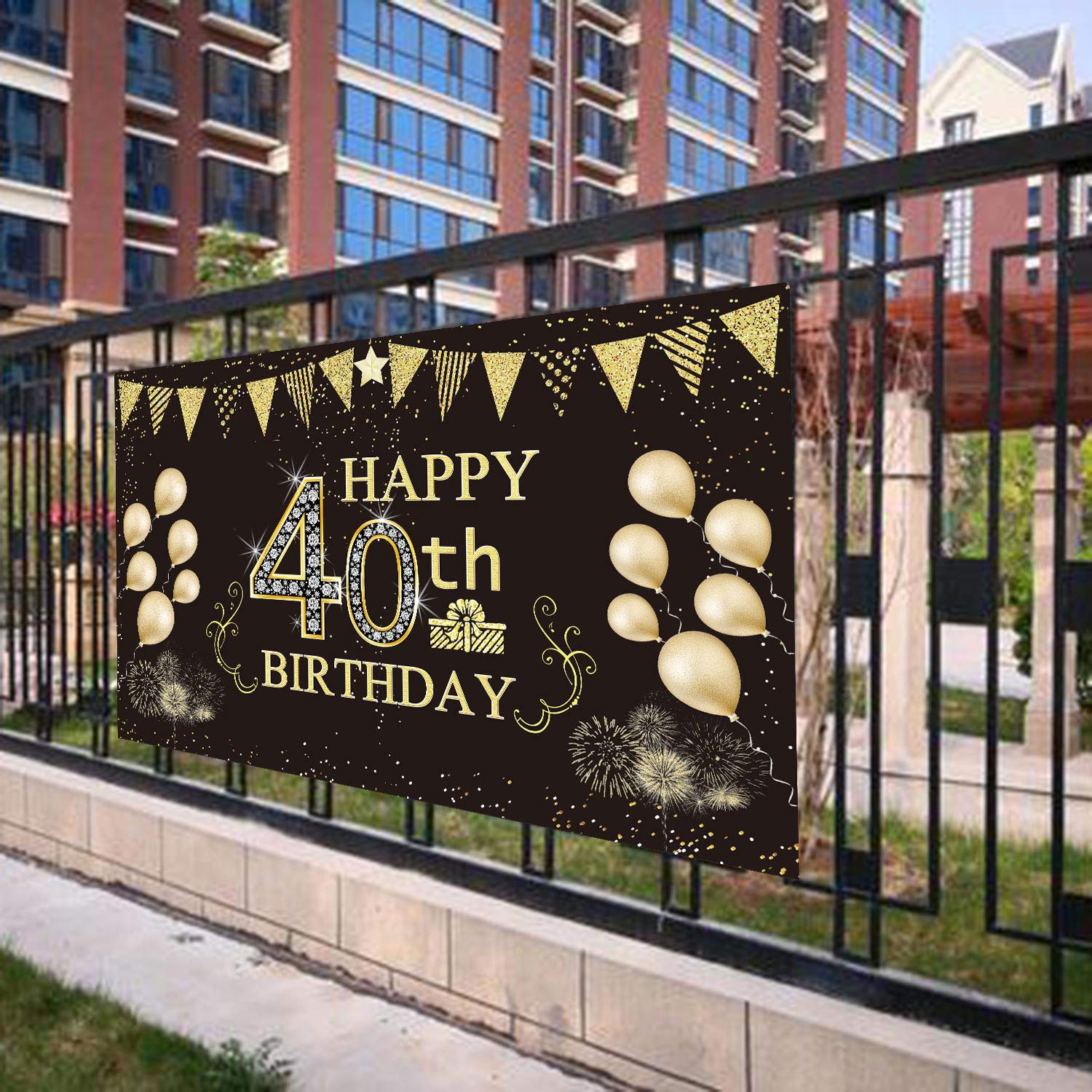 Buy Famoby 6 x 3.6 ft Happy 40th Birthday Backdrop Background Banner ...
