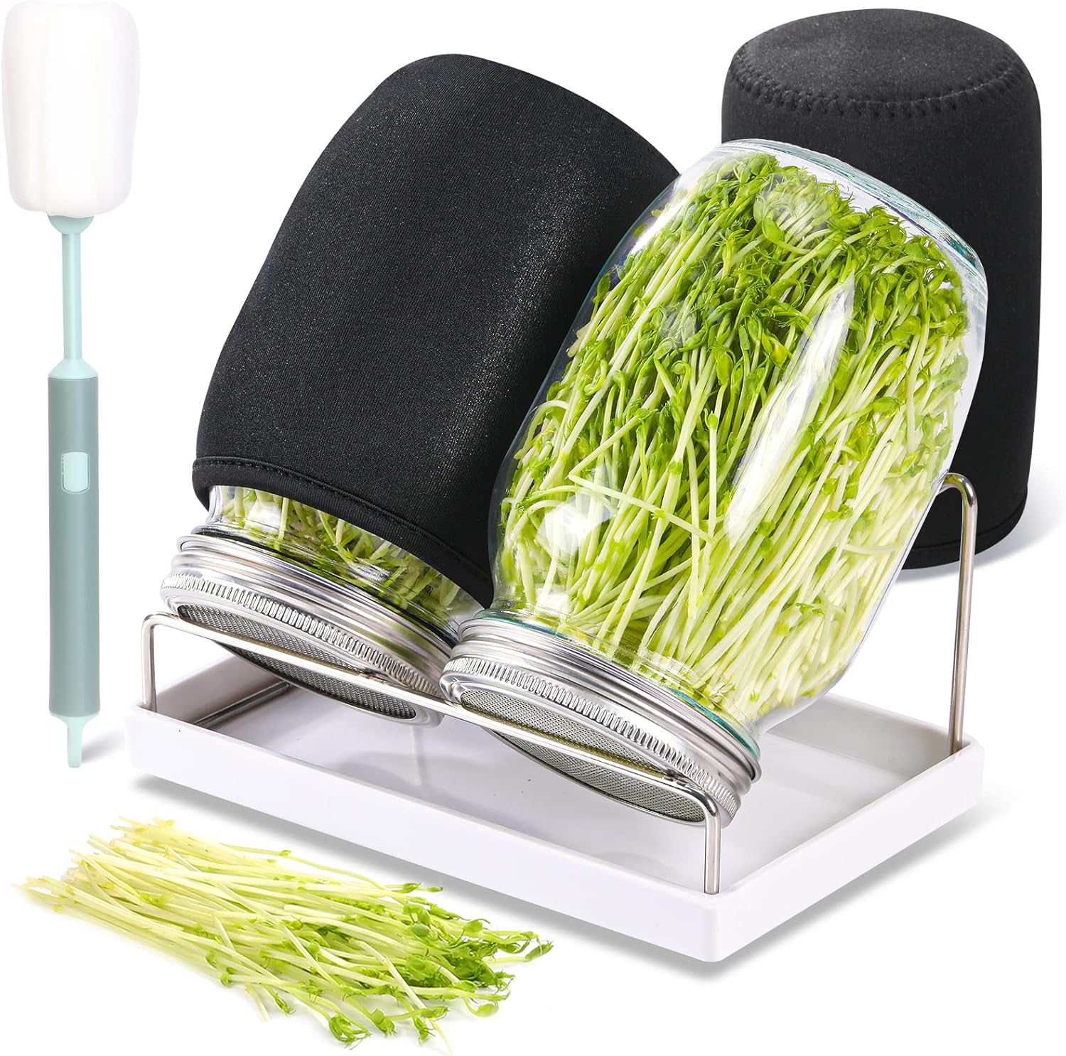 Amazon.com: Sprouting Jar Kit 2Pcs Large Wide Mouth Mason Jars With ...