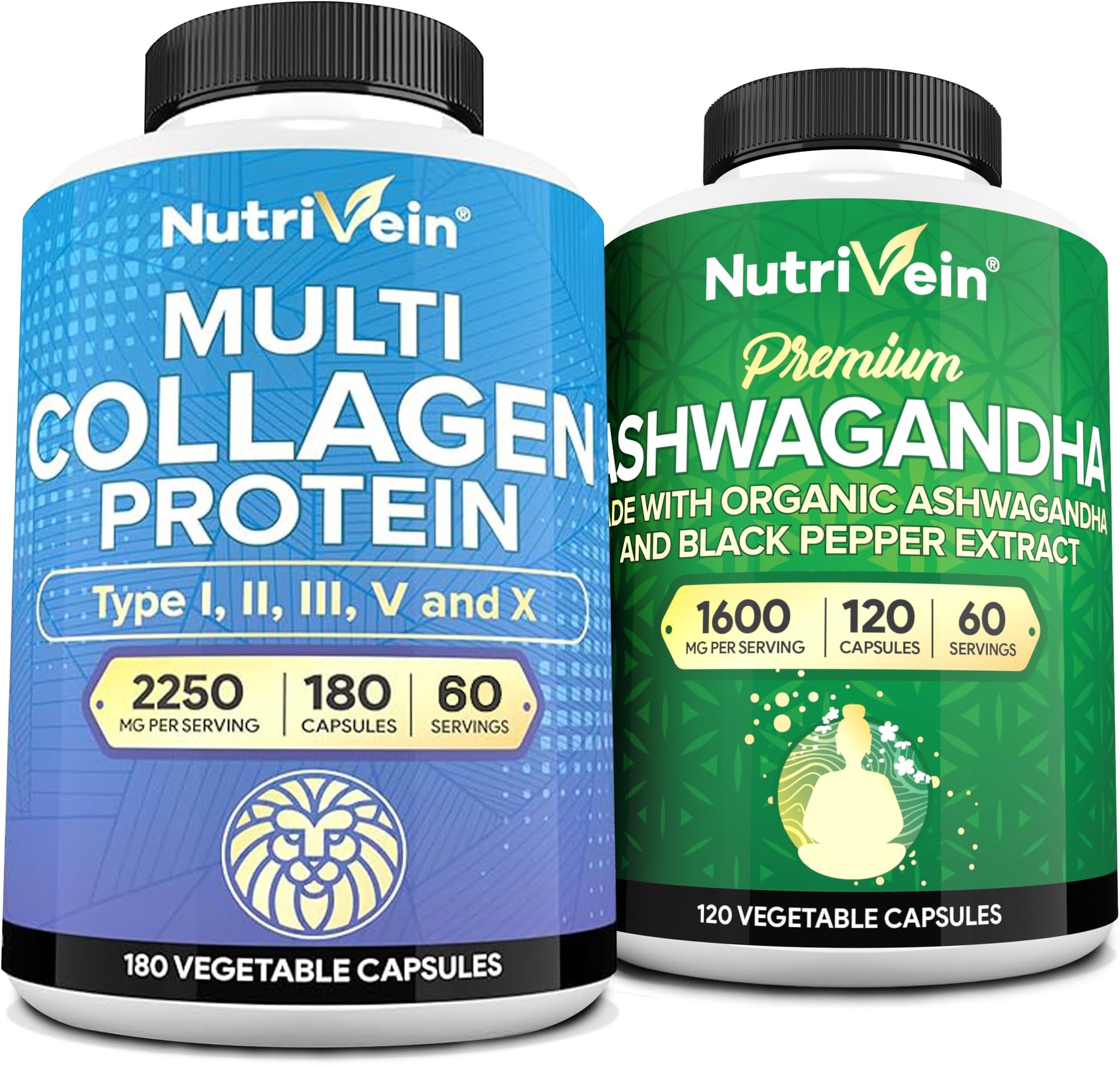 Amazon.com: Nutrivein Premium Multi Collagen Capsules & Ashwagandha ...