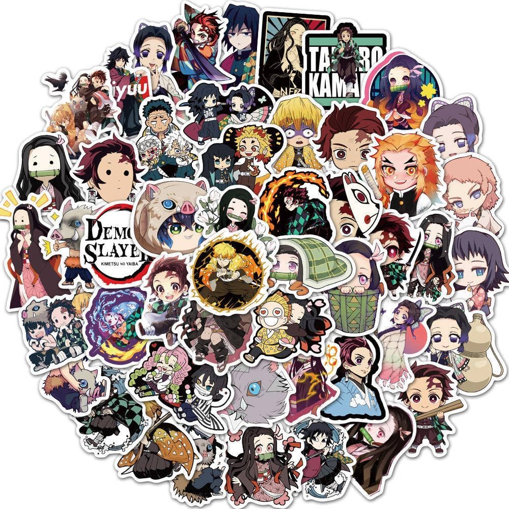 50Pcs Demon-Slayer Anime Stickers,Cartoon Kimetsu no Yaiba Waterproof ...
