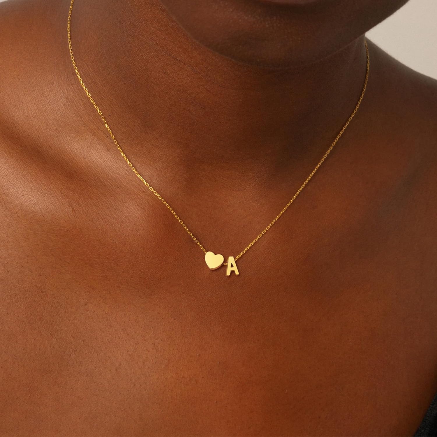 Heart Initial Necklaces for Women - 18K Gold Plated Heart Initial A-Z ...