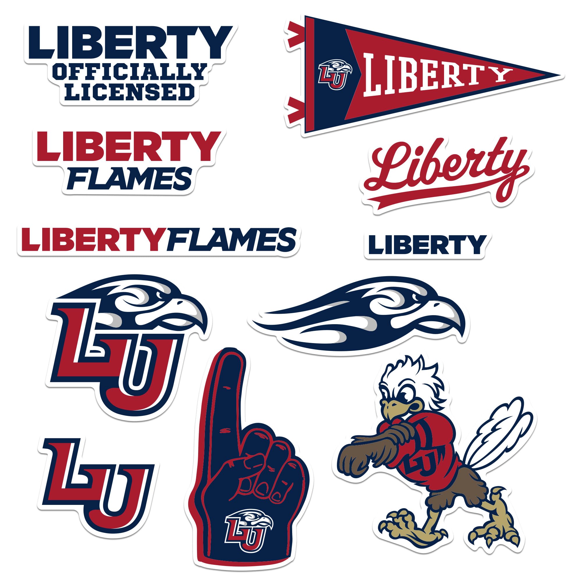 Amazon.com: Liberty University 10ct Vinyl Large Deluxe Stickers Variety ...