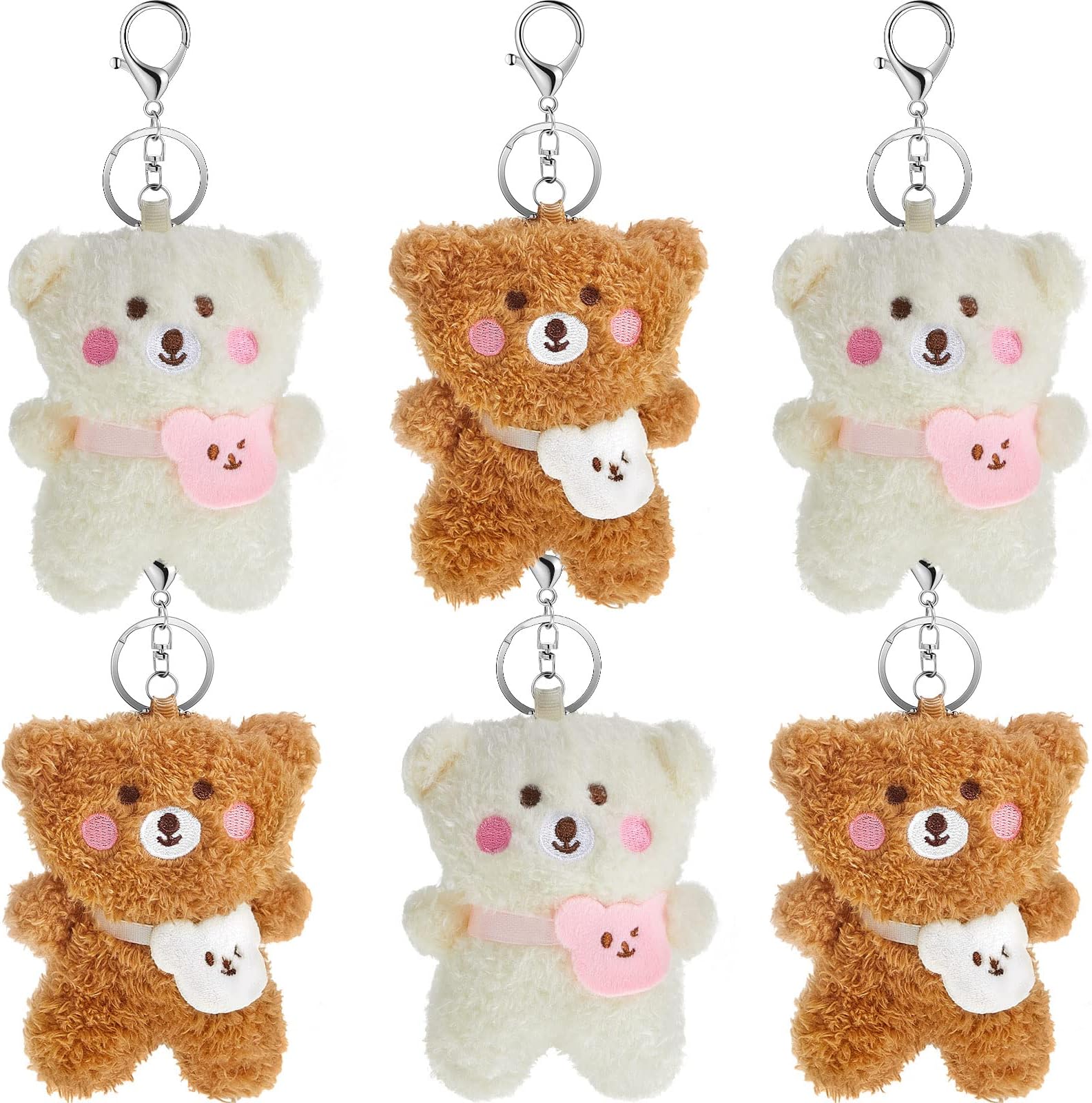 Amazon.com: Henoyso 6 Pcs Plush Bear Keychain for Backpacks Aesthetic ...