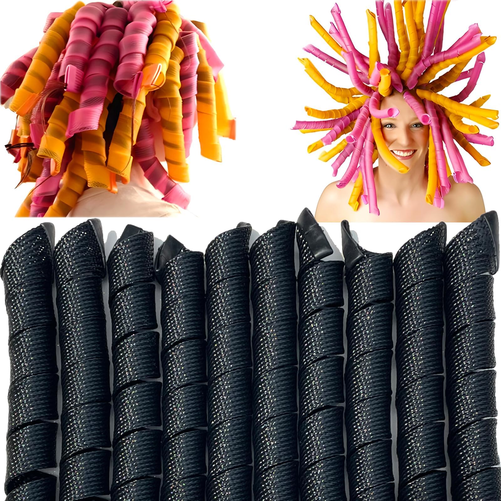 Amazon.com : 40pcs Heatless Spiral Hair Curlers for Long Hair, No Heat ...