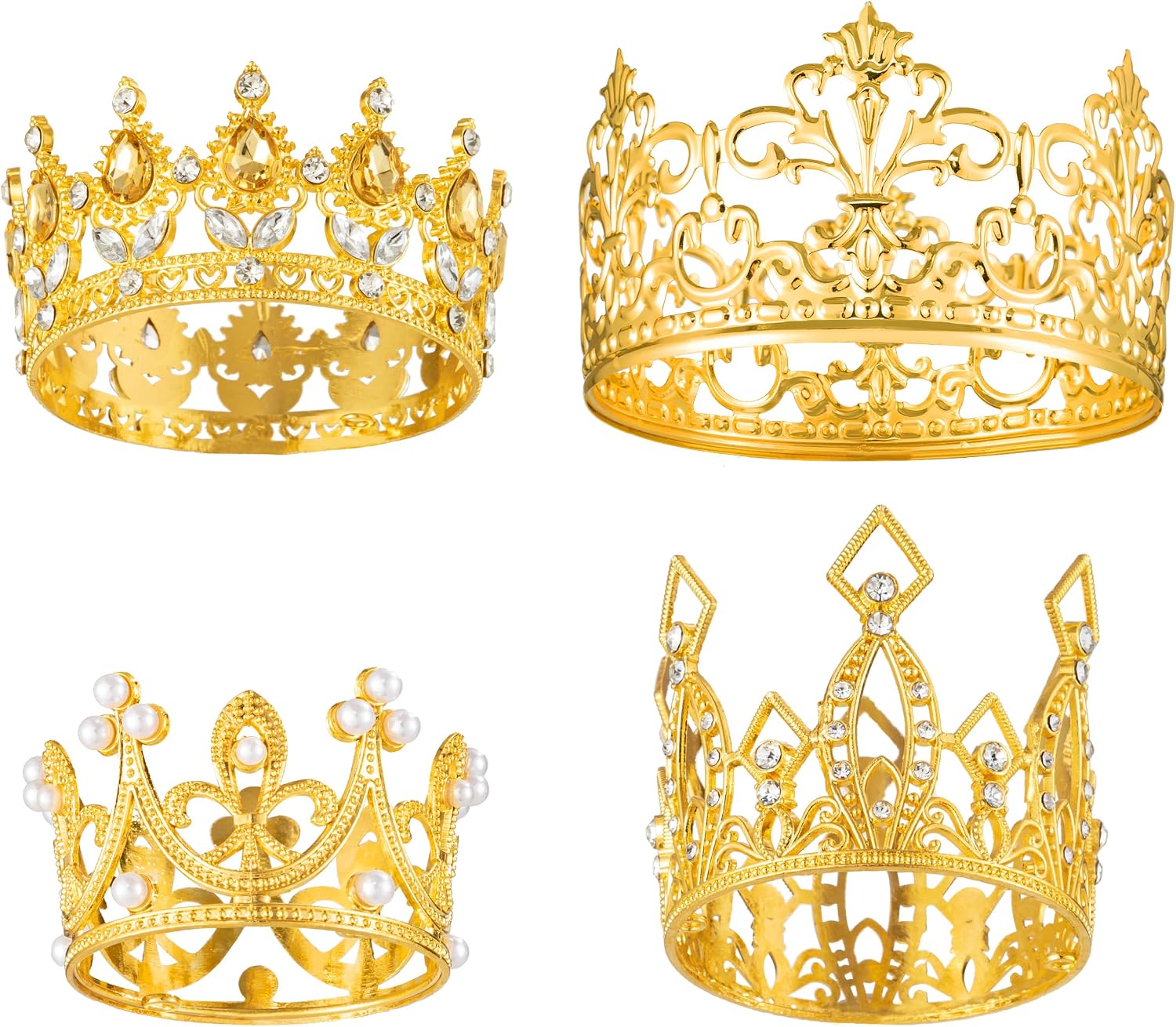Amazon.com: 4 Pieces Mini Gold Crown Cake Topper, UBTKEY Small Crown ...