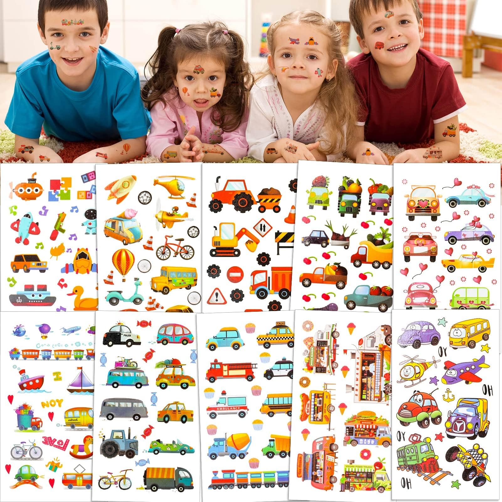 Amazon.com : Grevosea 20 Sheets Cars Temporary Tattoos, Fake Tattoos ...