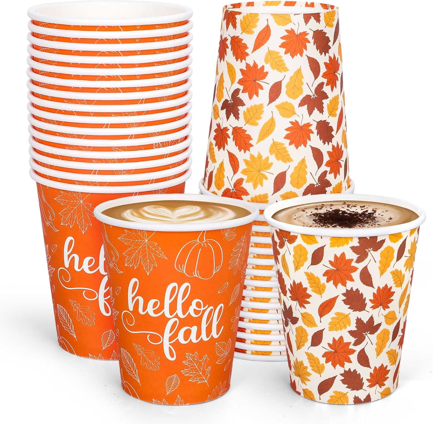 Amazon.com: Whaline 50Pcs Hello Fall Paper Cups Maple Leaves Disposable ...