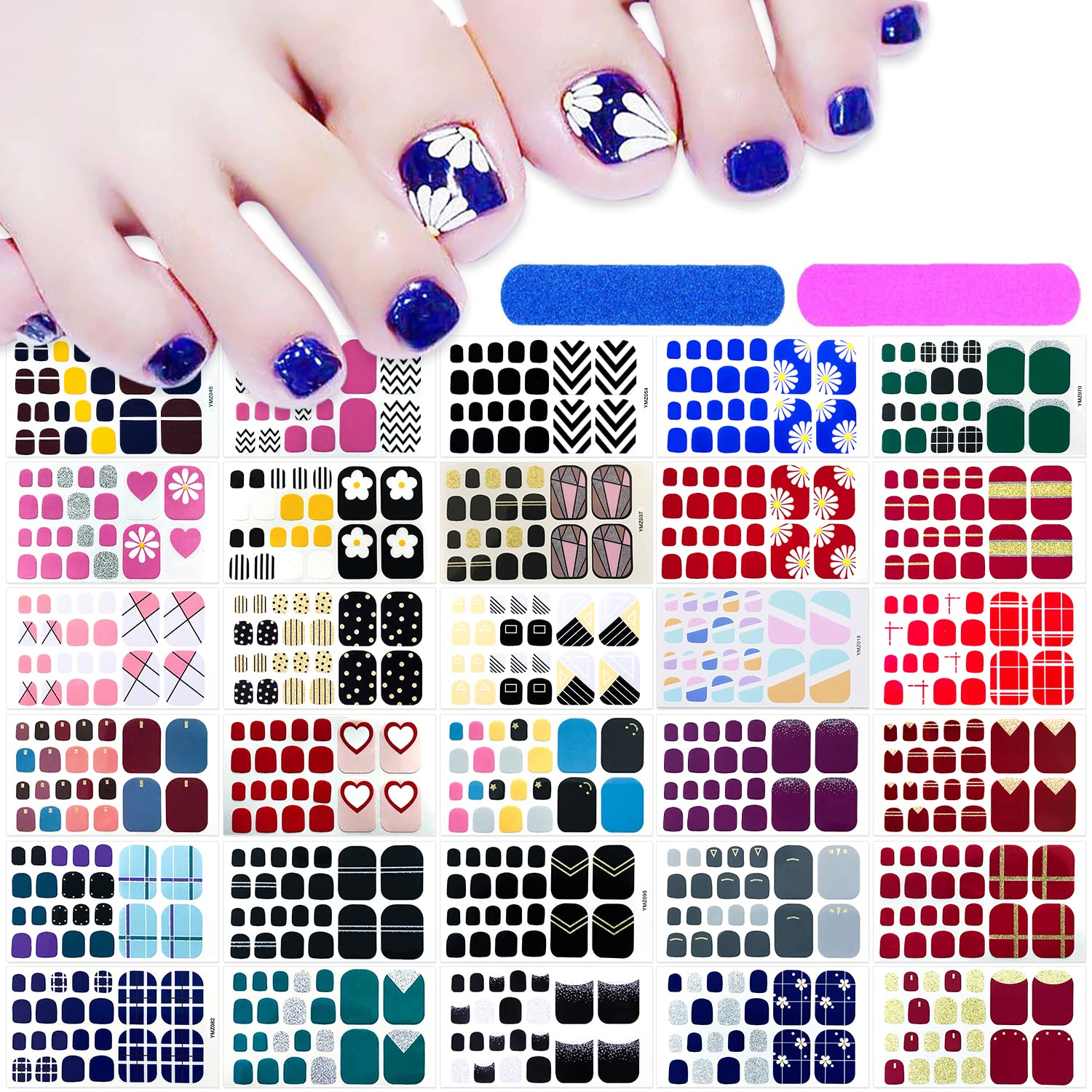 Amazon.com: 660 Pieces 30 Sheets Toe Nail Polish Strips Nail Stickers ...