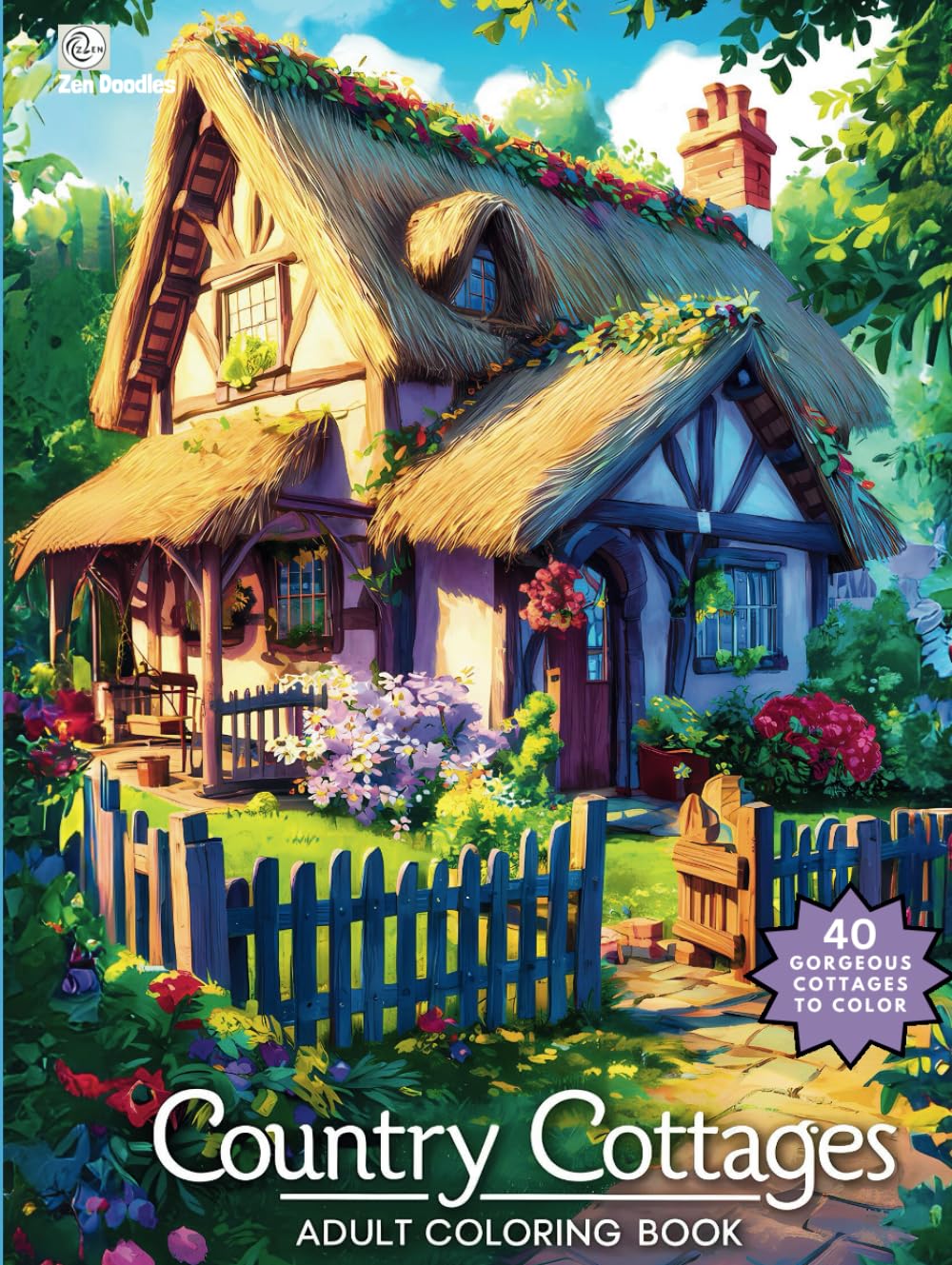 Country Cottages Coloring Book: A Wonderful Relaxing Collection of 40 ...