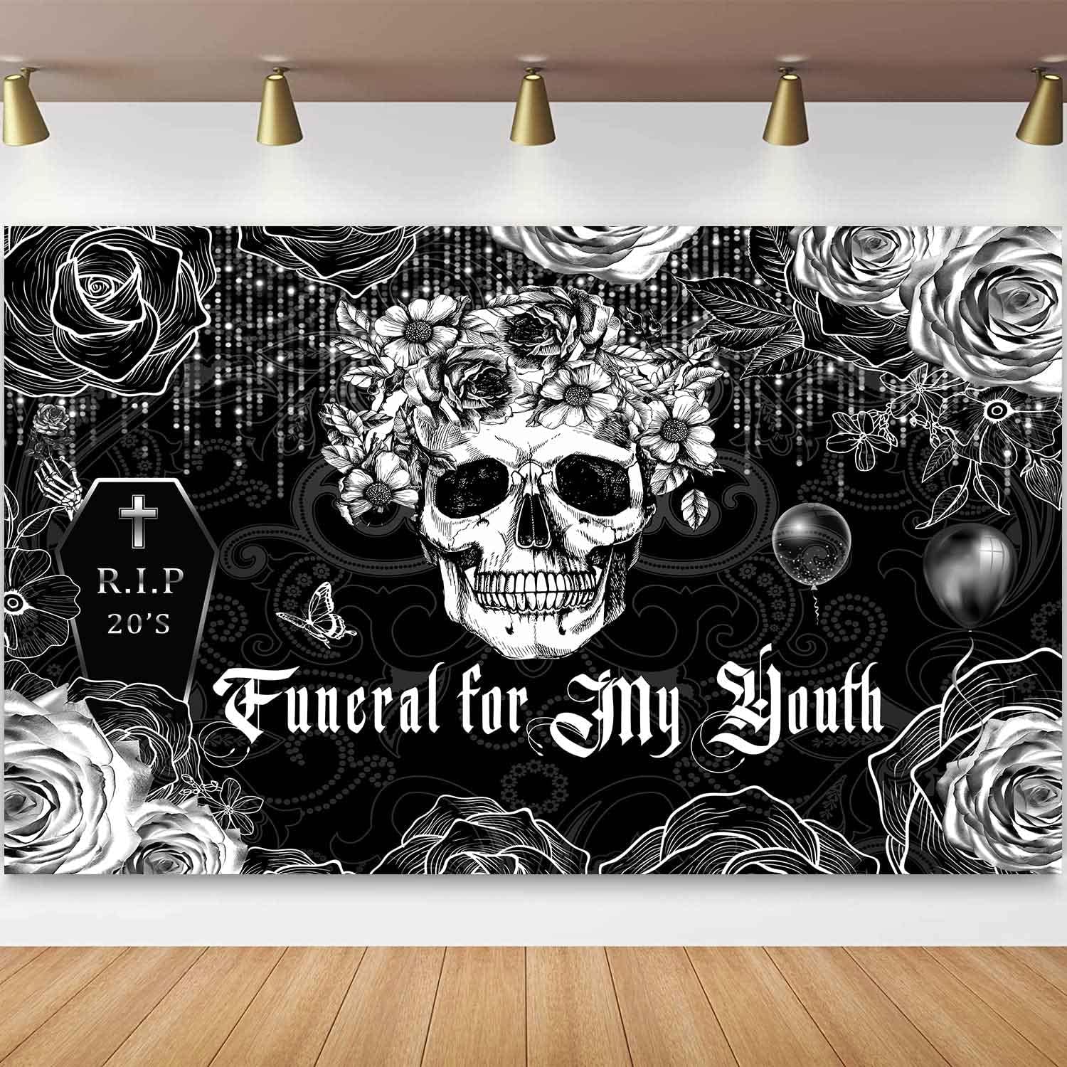 Amazon.com : KIKIDOR Funeral for My Youth Backdrop Thirties Birthday ...