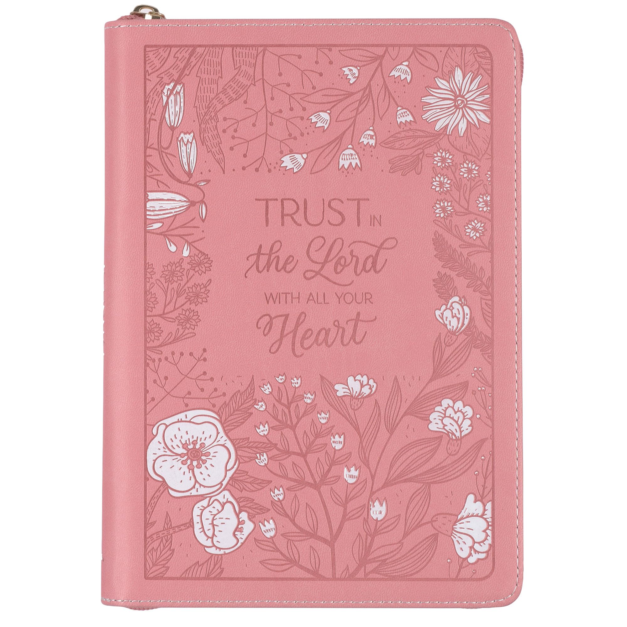Christian Art Gifts Pink Vegan Leather Zipped Journal, Inspirational ...