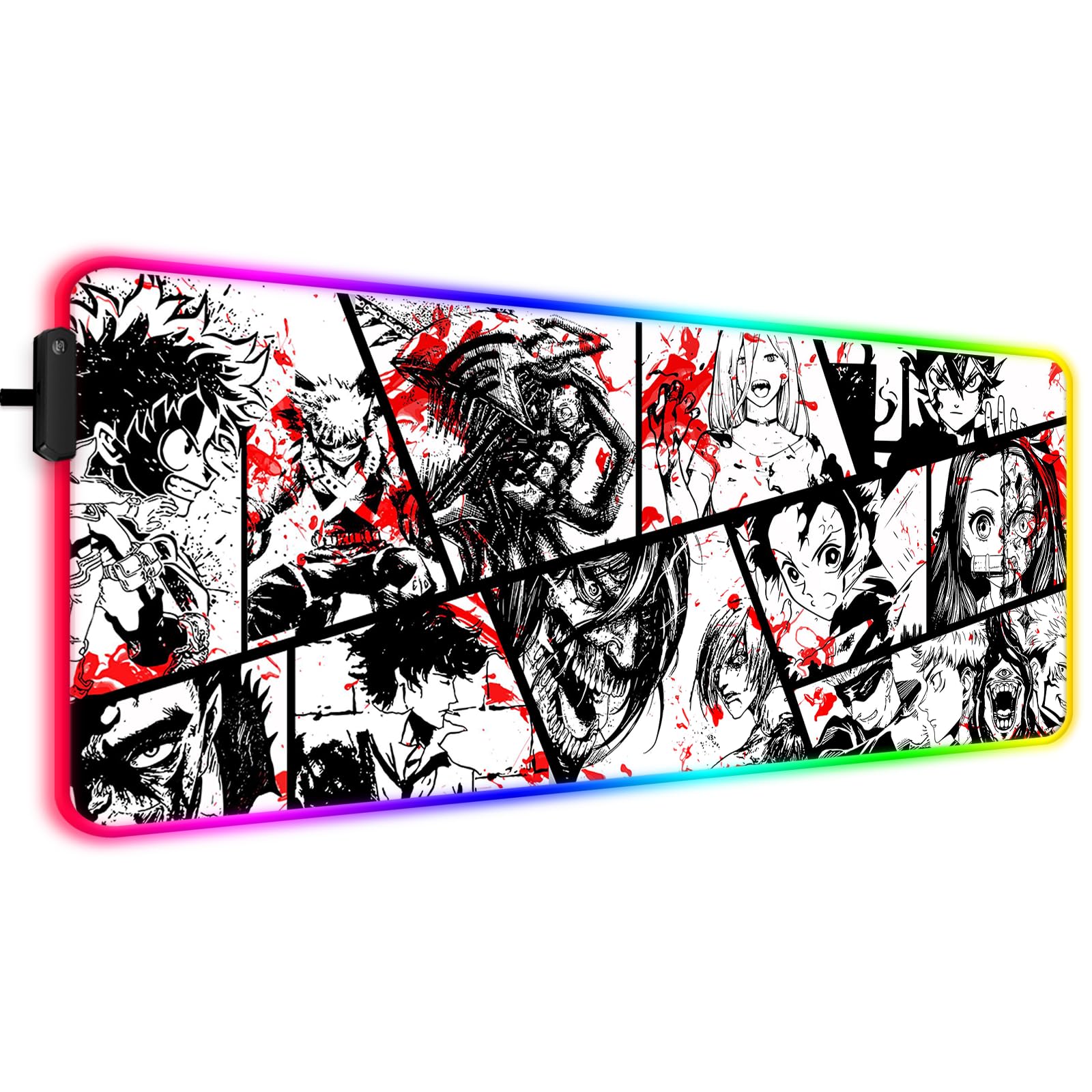 Amazon.com : SIASYDF RGB Anime Characters Desk Mat, Extended Large LED ...